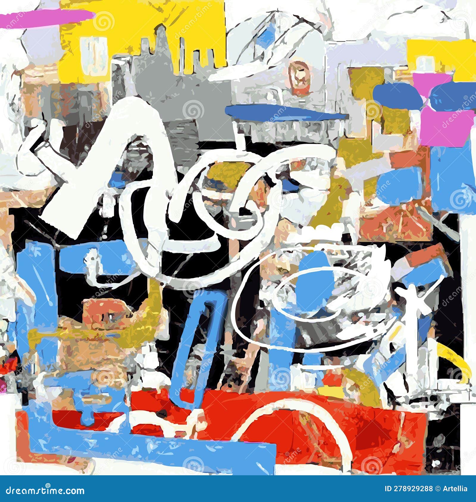 Vector Illustration Abstract Network Design Intricate Collage Splash ...