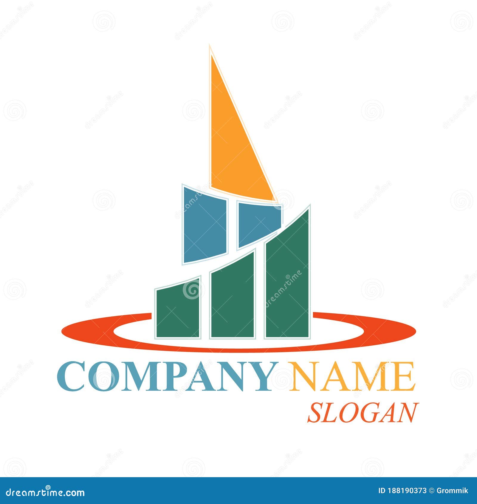 Abstract Skyscraper Web Banner With Polygons On Orange Blue Gradient ...