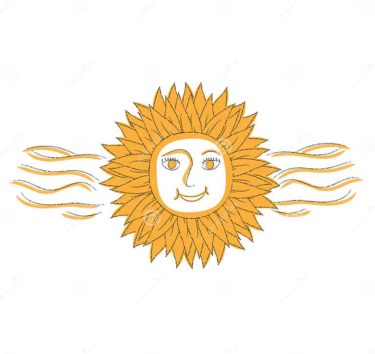 Vector Illustration of Abstract Sun with Flames Stock Vector ...