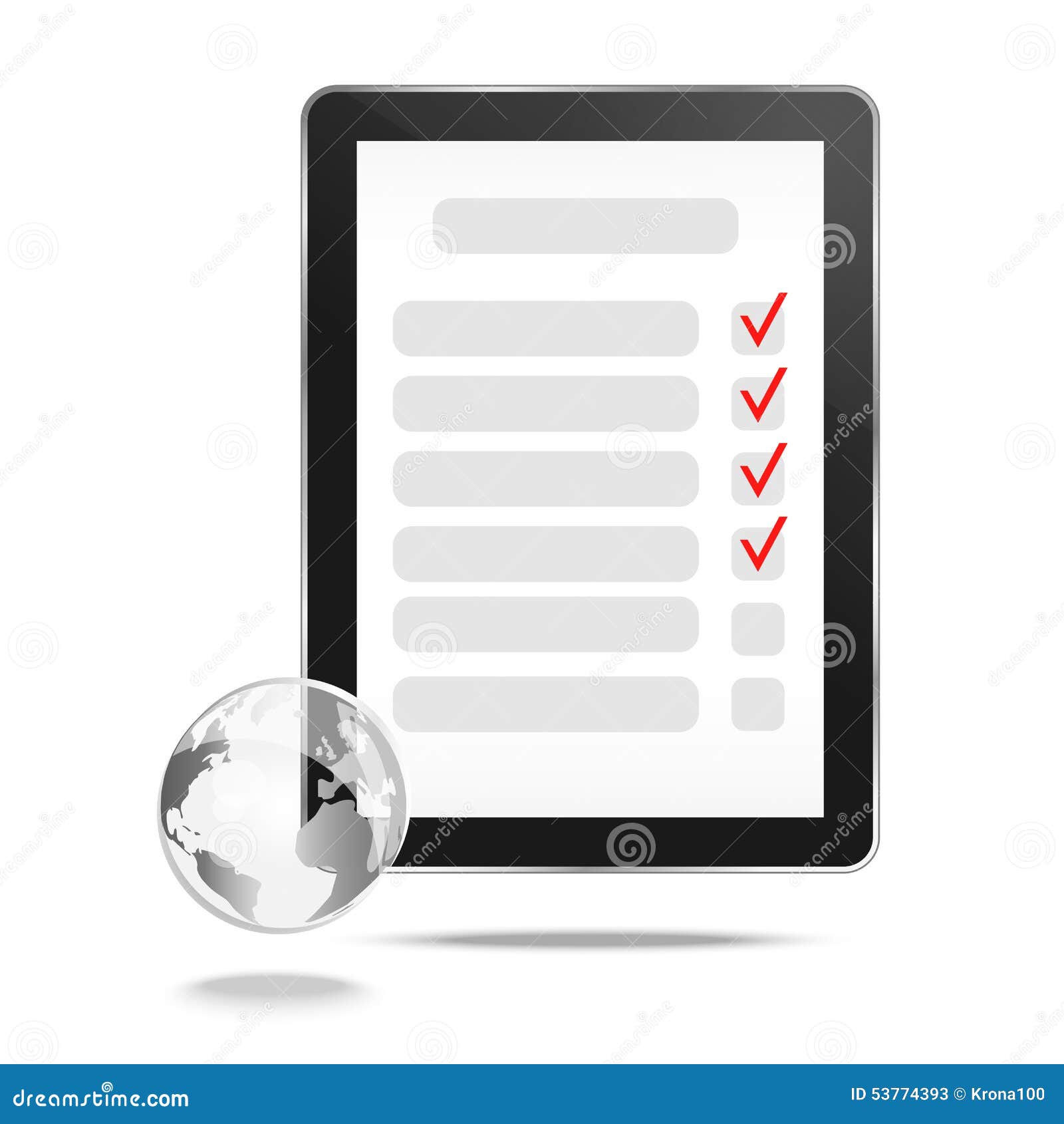 Vector Illustration of Abstract Tablet with Checking Off Tasks End ...