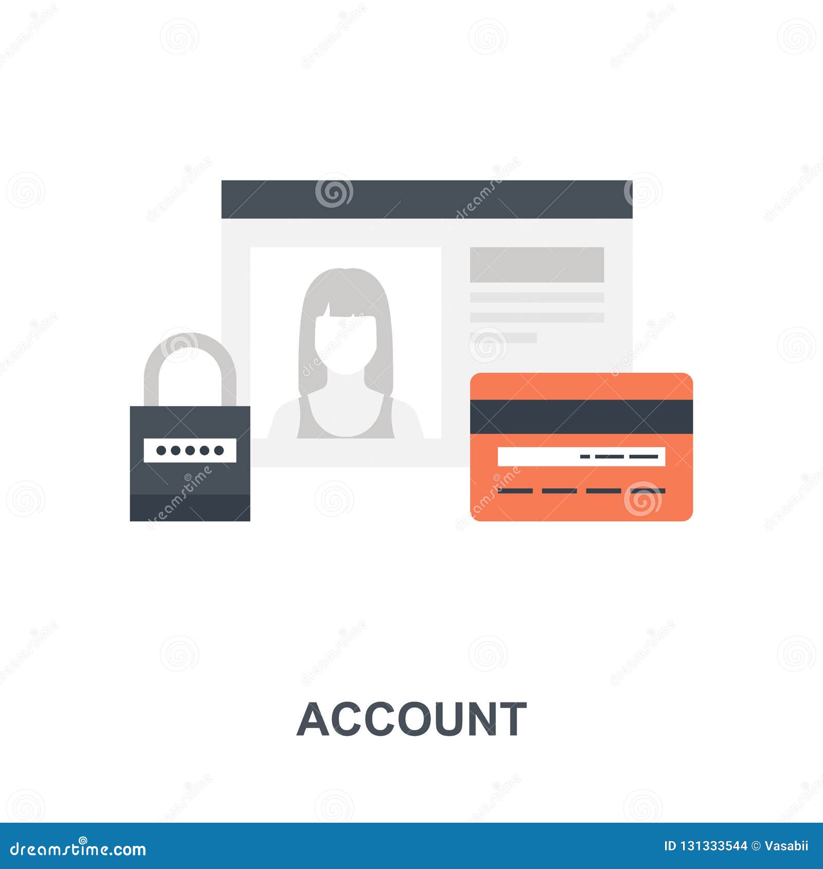 Account icon concept stock vector. Illustration of flat - 131333544