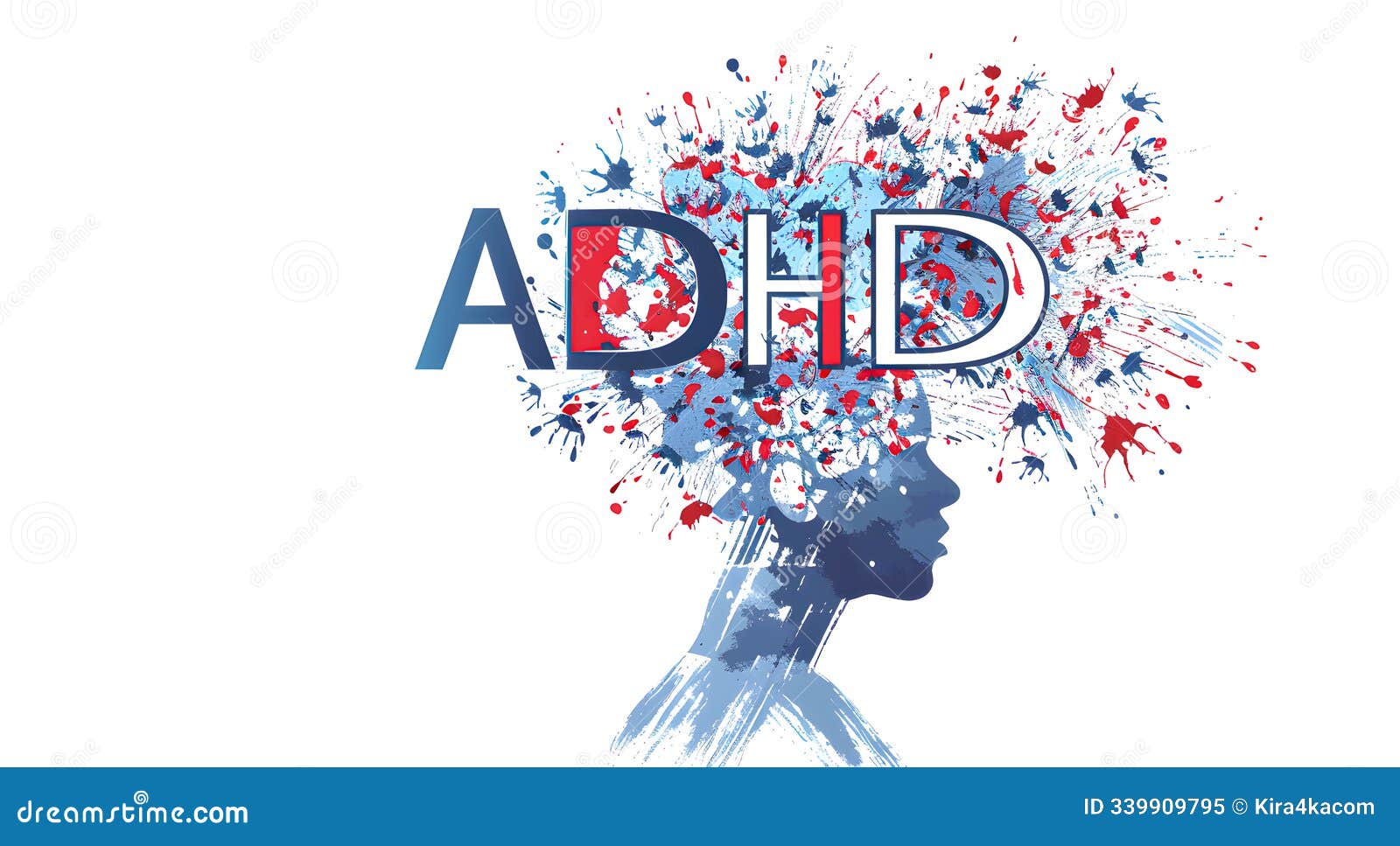 Vector Illustration of ADHD Isolated on White Background. Psychology ...