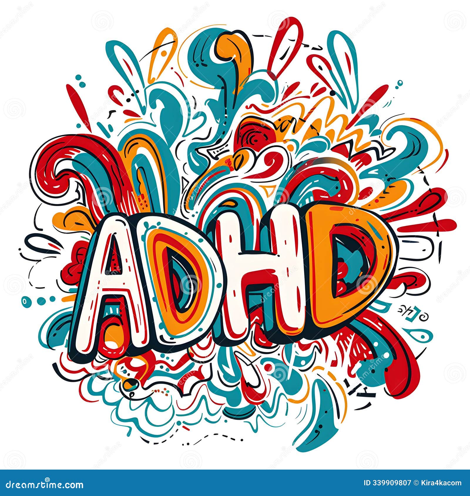 Vector Illustration of ADHD Isolated on White Background. Psychology ...
