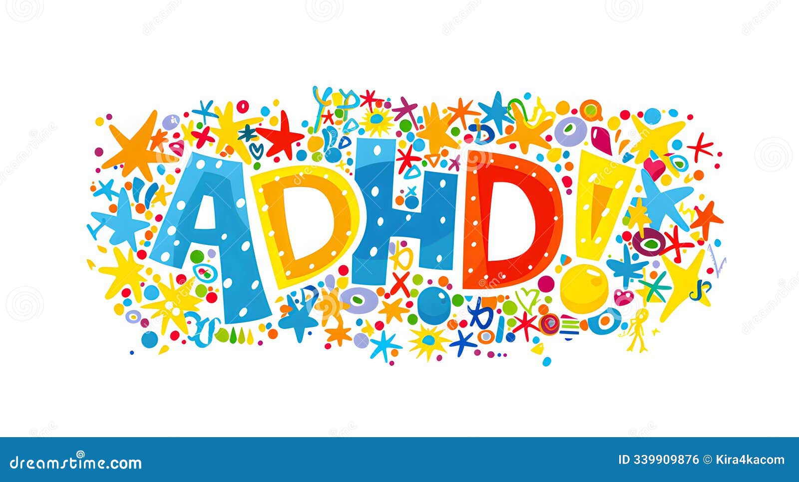 Vector Illustration of ADHD Isolated on White Background. Psychology ...