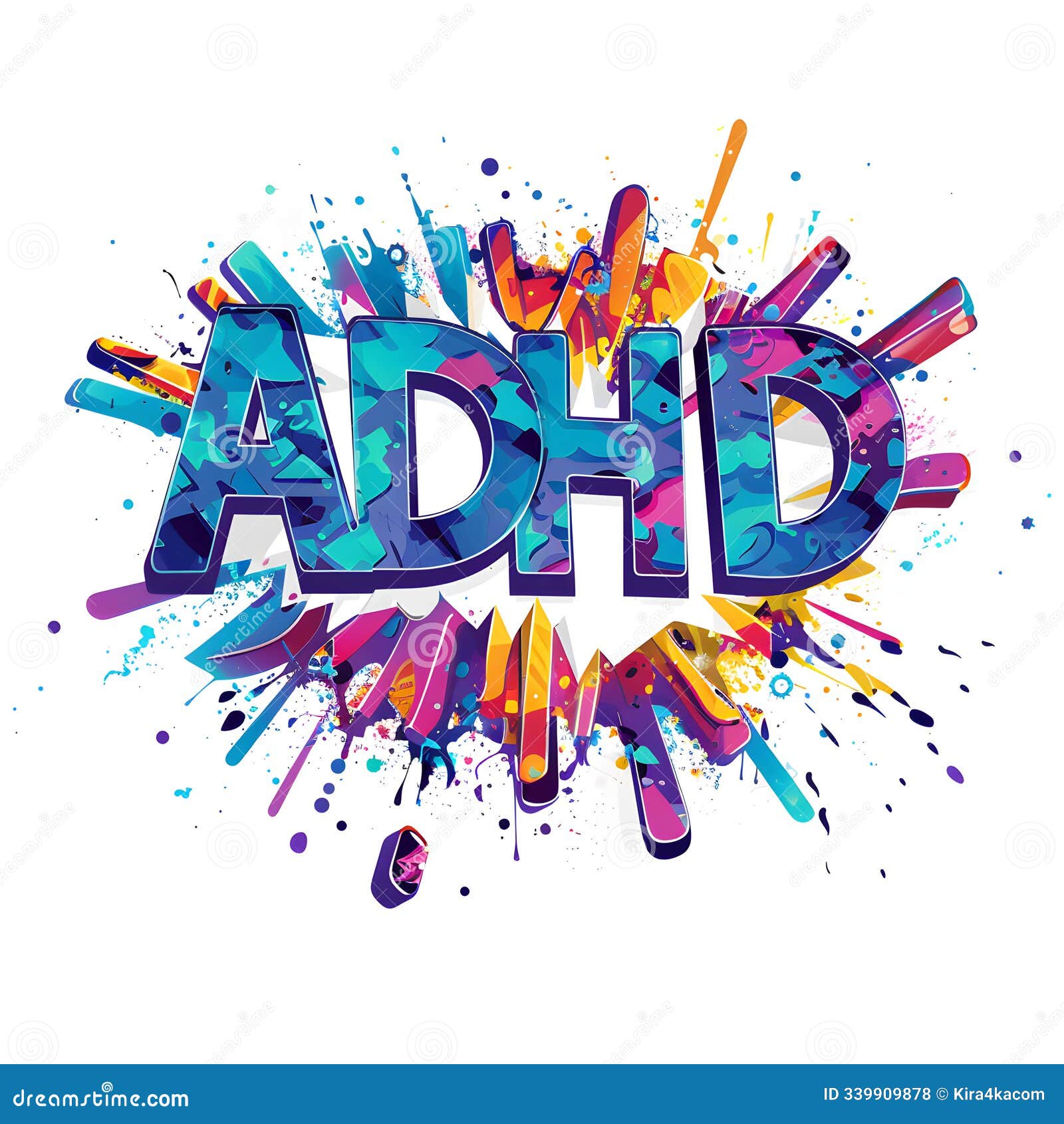 Vector Illustration of ADHD Isolated on White Background. Psychology ...