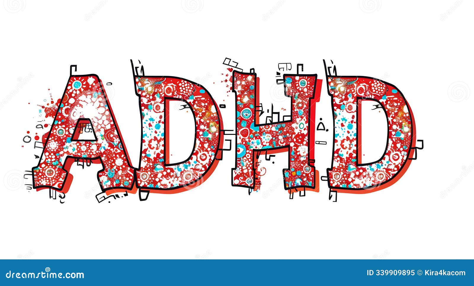 Vector Illustration of ADHD Isolated on White Background. Psychology ...