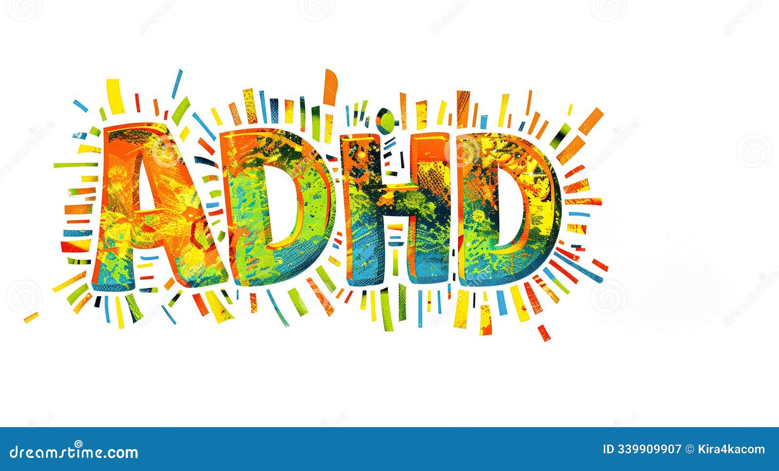 Vector Illustration of ADHD Isolated on White Background. Psychology ...