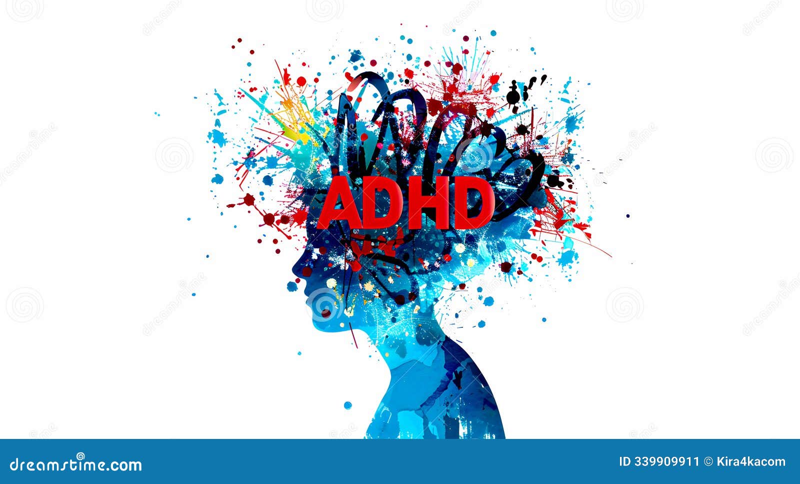 Vector Illustration of ADHD Isolated on White Background. Psychology ...
