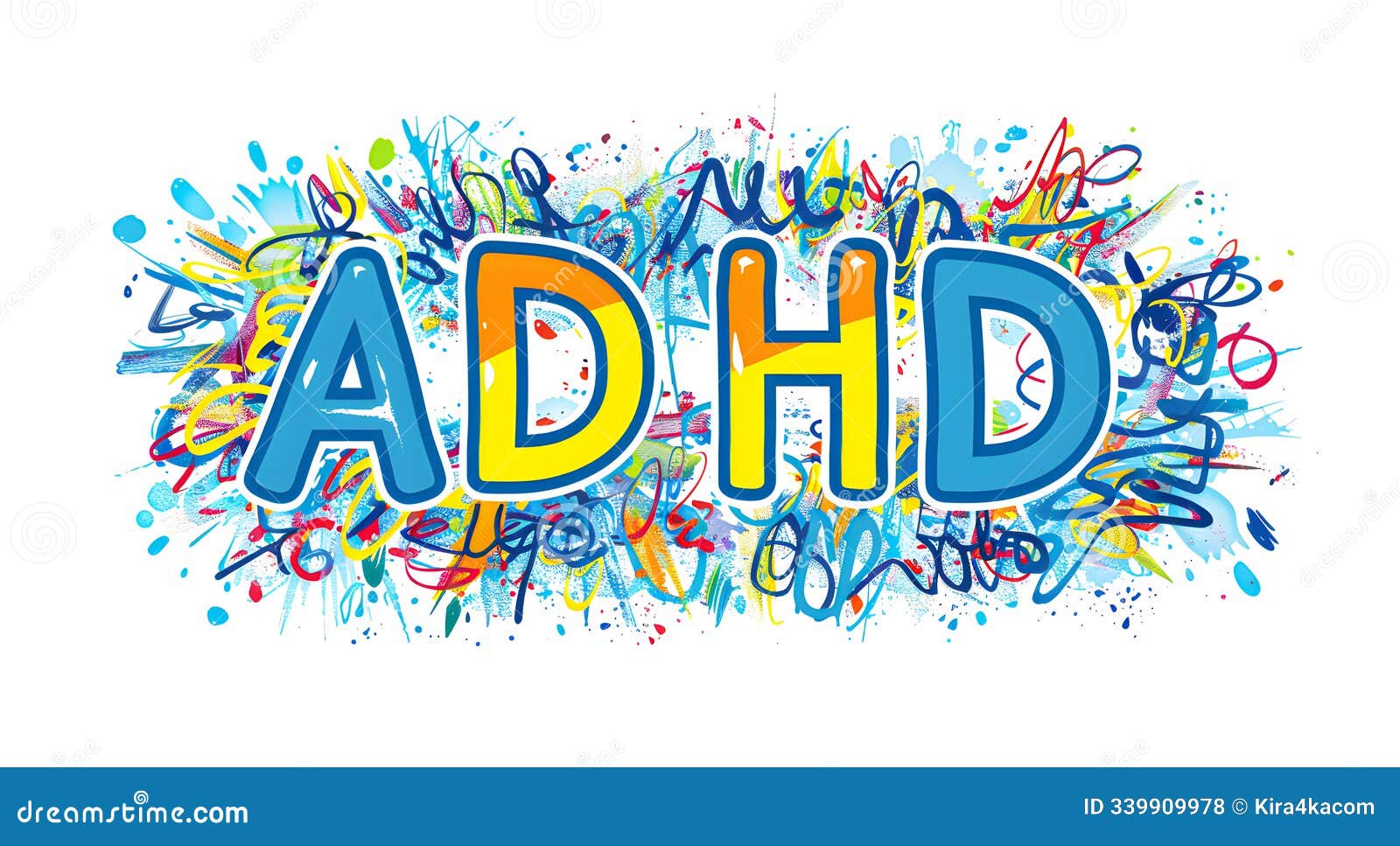 Vector Illustration of ADHD Isolated on White Background. Psychology ...