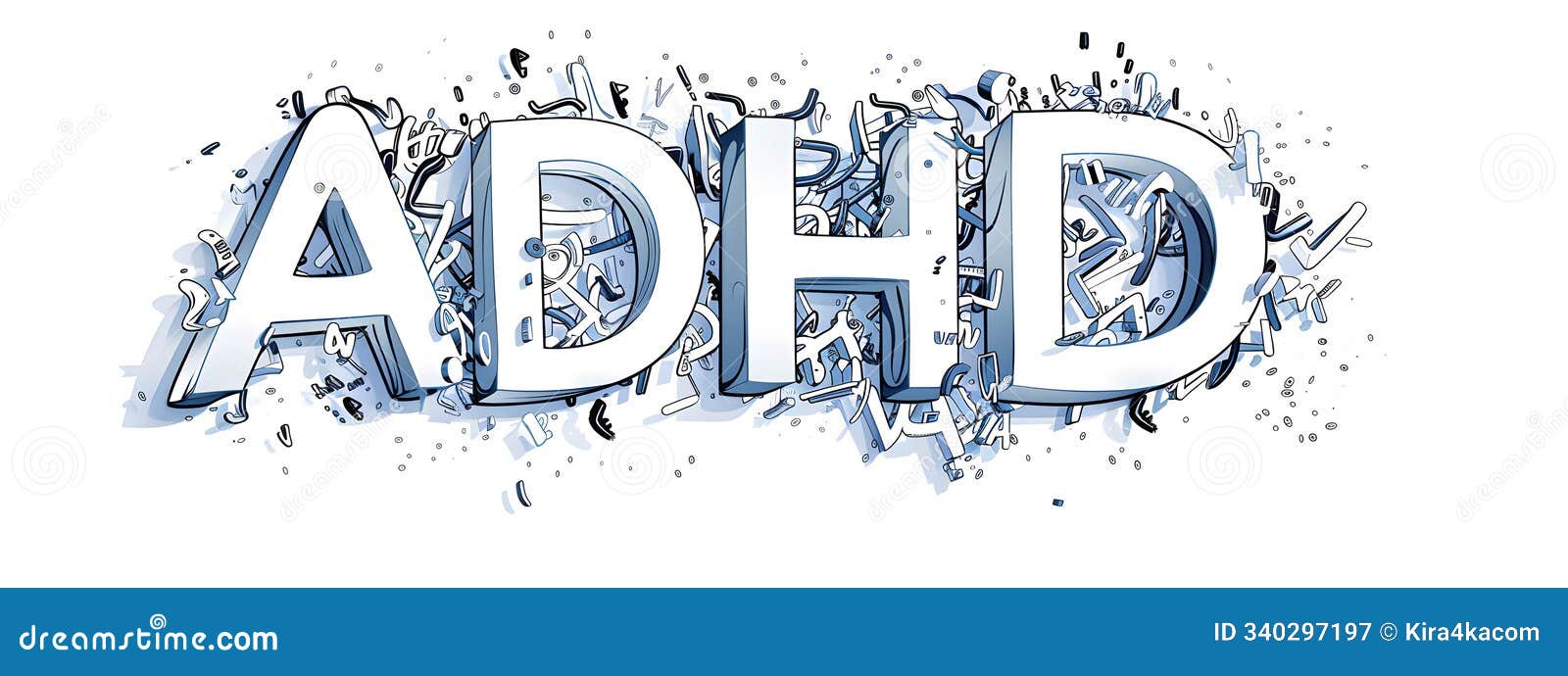 Vector Illustration of ADHD Isolated on White Background. Psychology ...