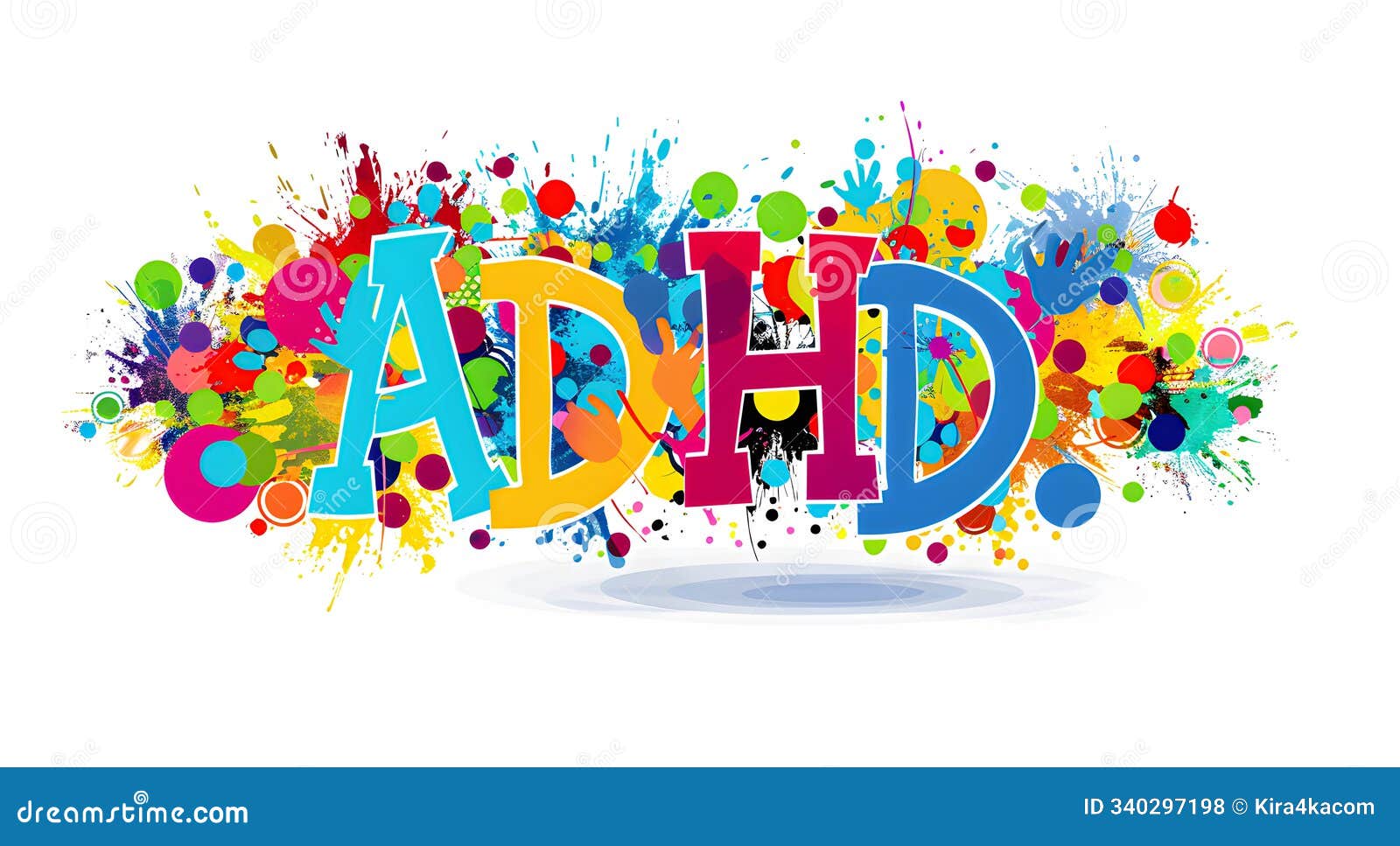 Vector Illustration of ADHD Isolated on White Background. Psychology ...