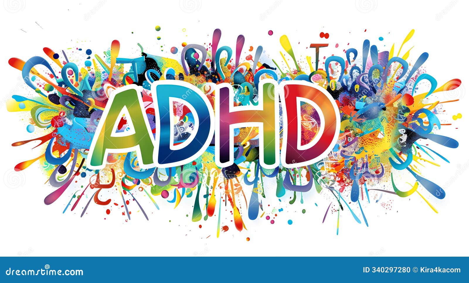 Vector Illustration of ADHD Isolated on White Background. Psychology ...