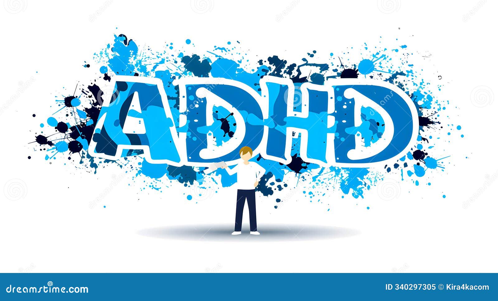 Vector Illustration of ADHD Isolated on White Background. Psychology ...