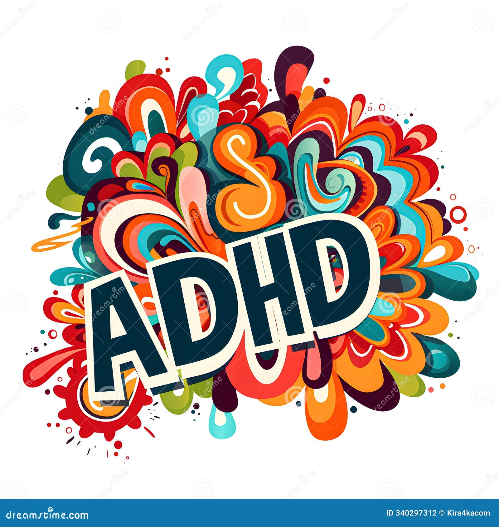 Vector Illustration of ADHD Isolated on White Background. Psychology ...