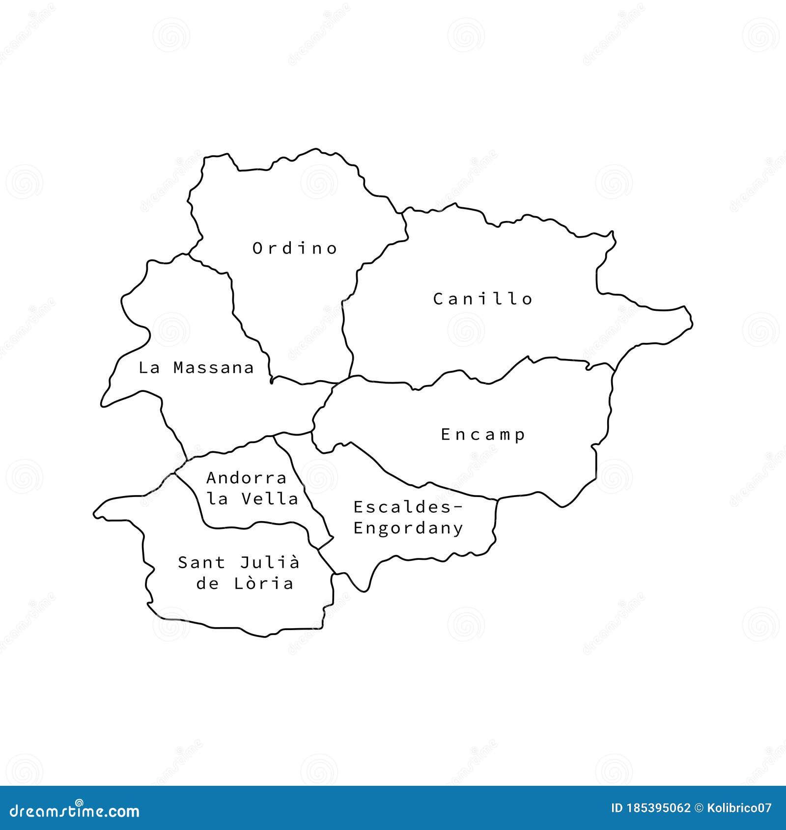 Canillo Outline Map Cartoon Vector | CartoonDealer.com #334667527