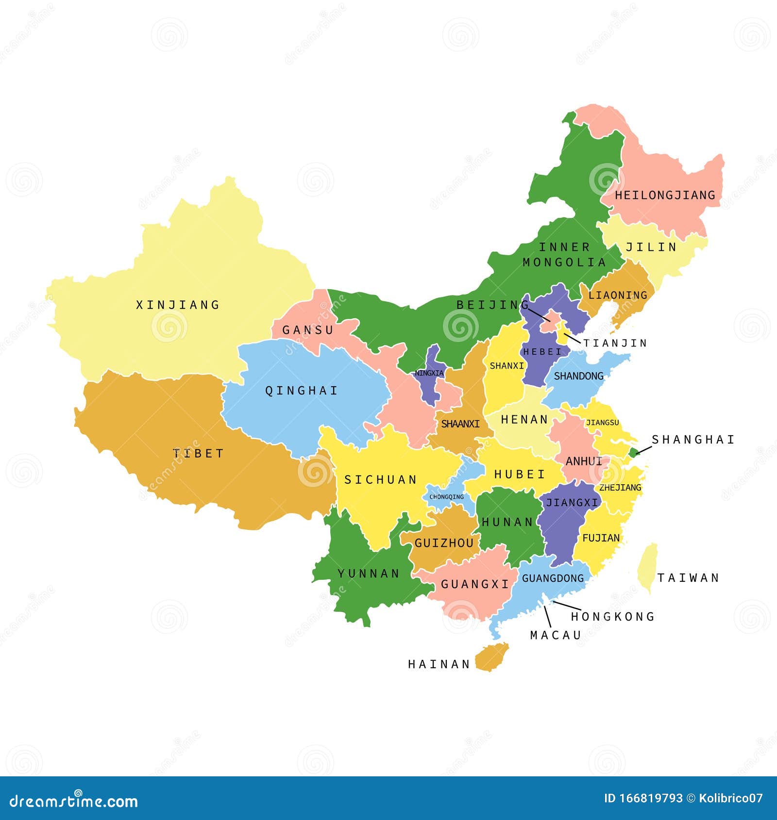 Vector Illustration of Administrative Division Map of China. Stock ...