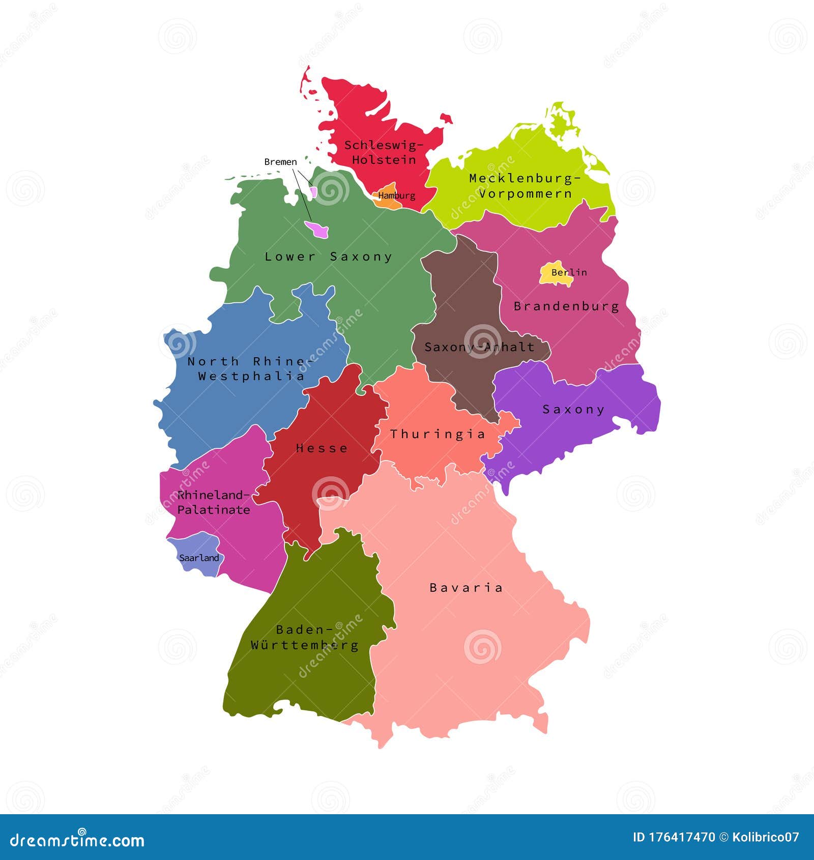 Vector Illustration of Administrative Division Map of Germany. Vector ...