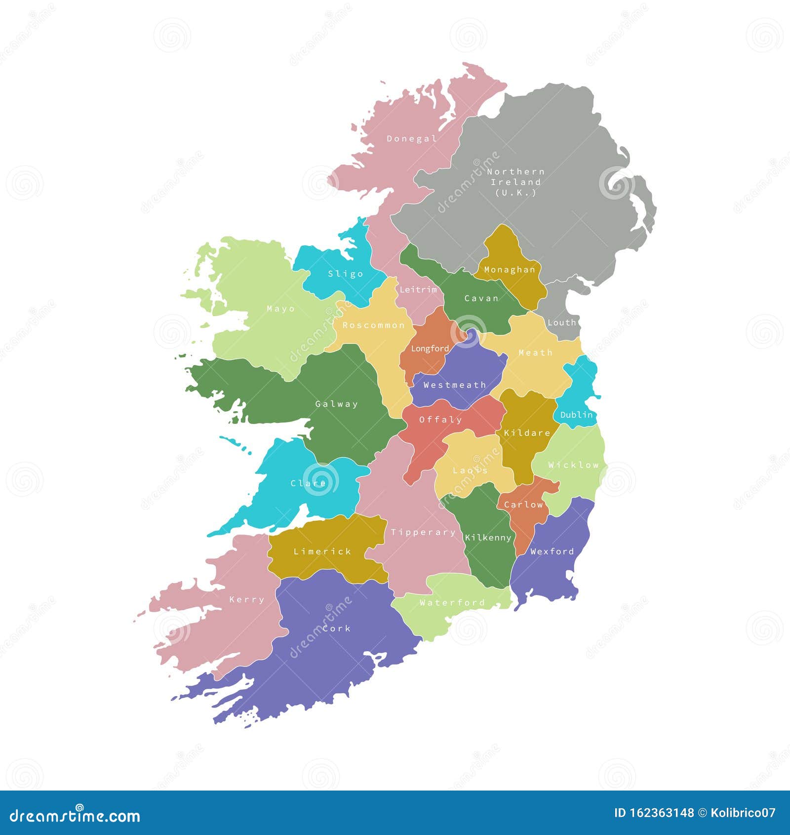Vector Illustration of Administrative Division Map of Ireland. Stock ...