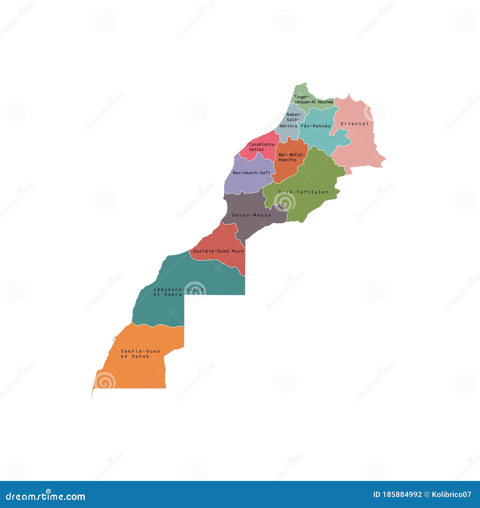 Vector Illustration of Administrative Division Map of Morocco. Vector Map. Stock Vector ...