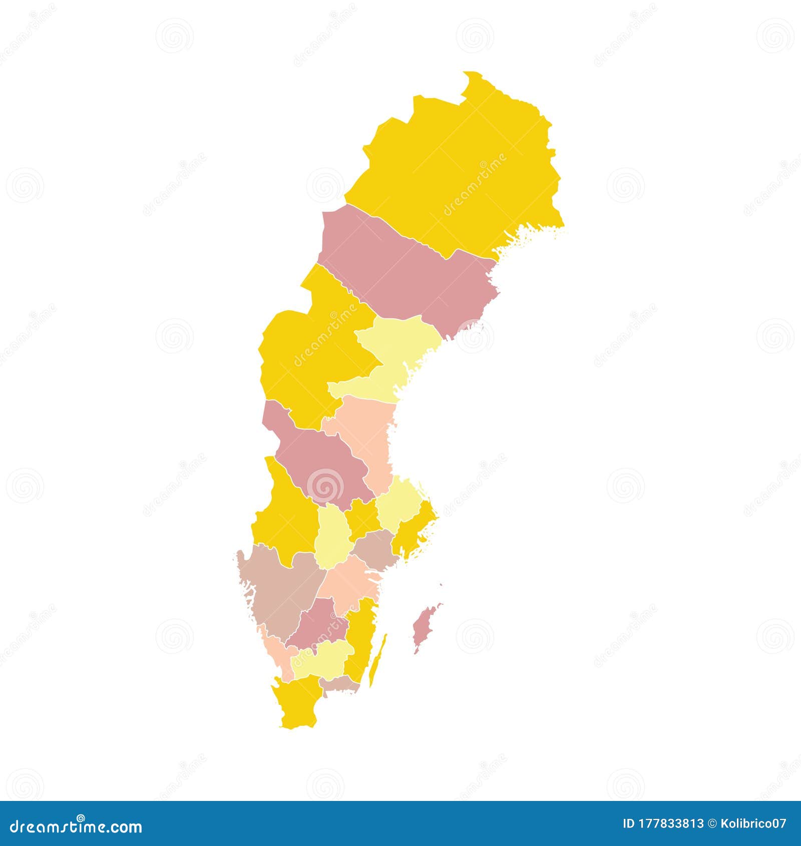 Vector Illustration of Administrative Division Map of Sweden. Vector ...