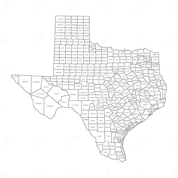 Vector Illustration of Administrative Division Map of Texas. Vector Map ...