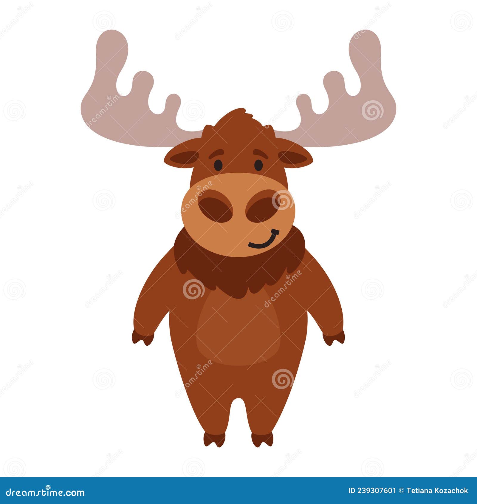 Vector Illustration of Adorable Cartoon Style Elk Stock Vector ...