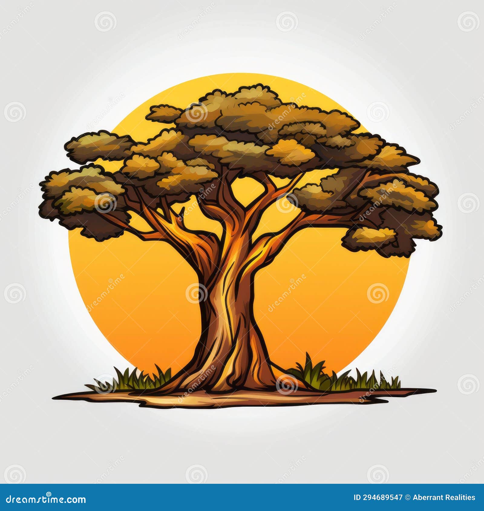 Vector Illustration of an African Tree Stock Illustration ...