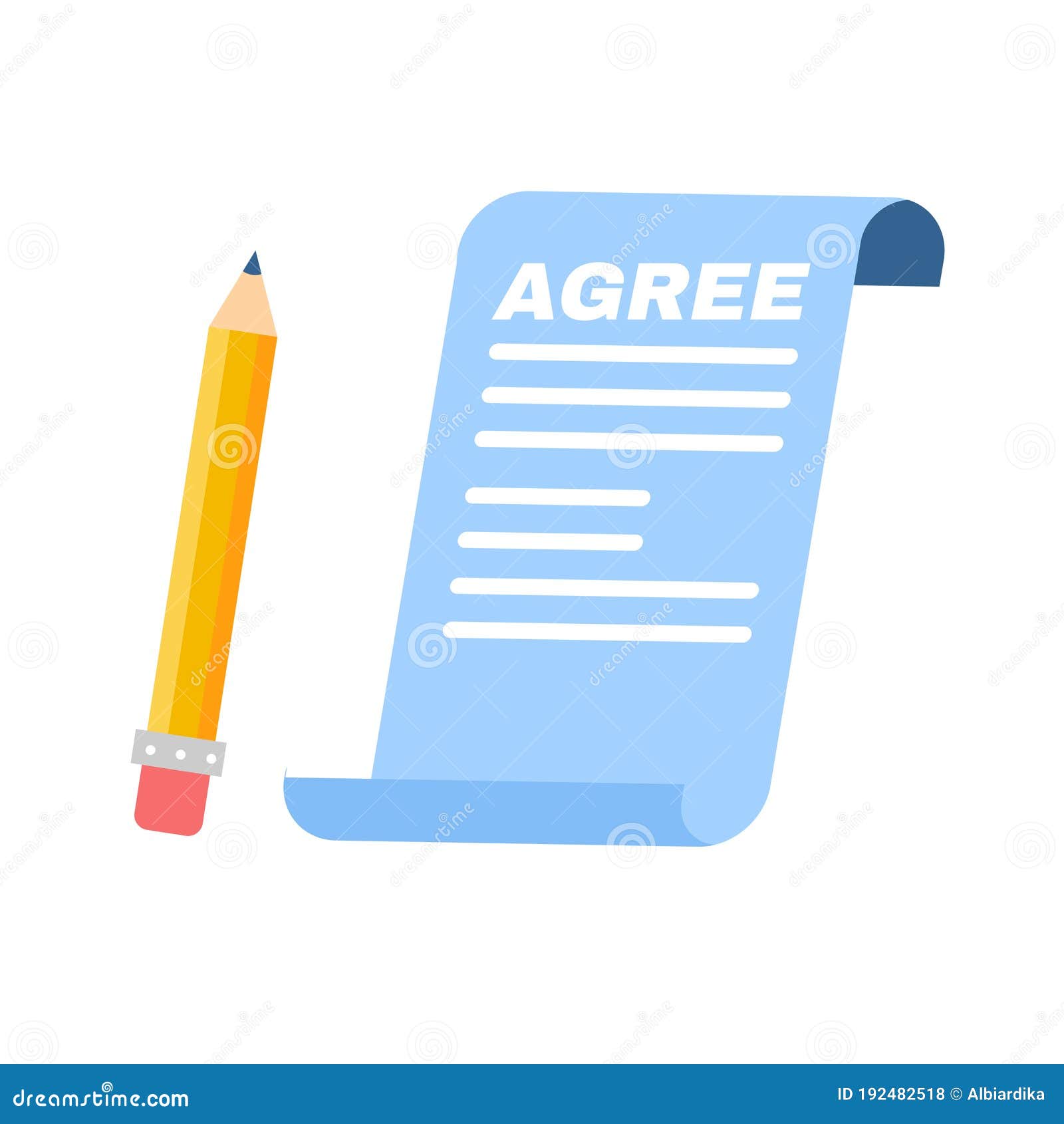 Vector Illustration Agree Blue Form Document Flat Design Cartoon Style ...