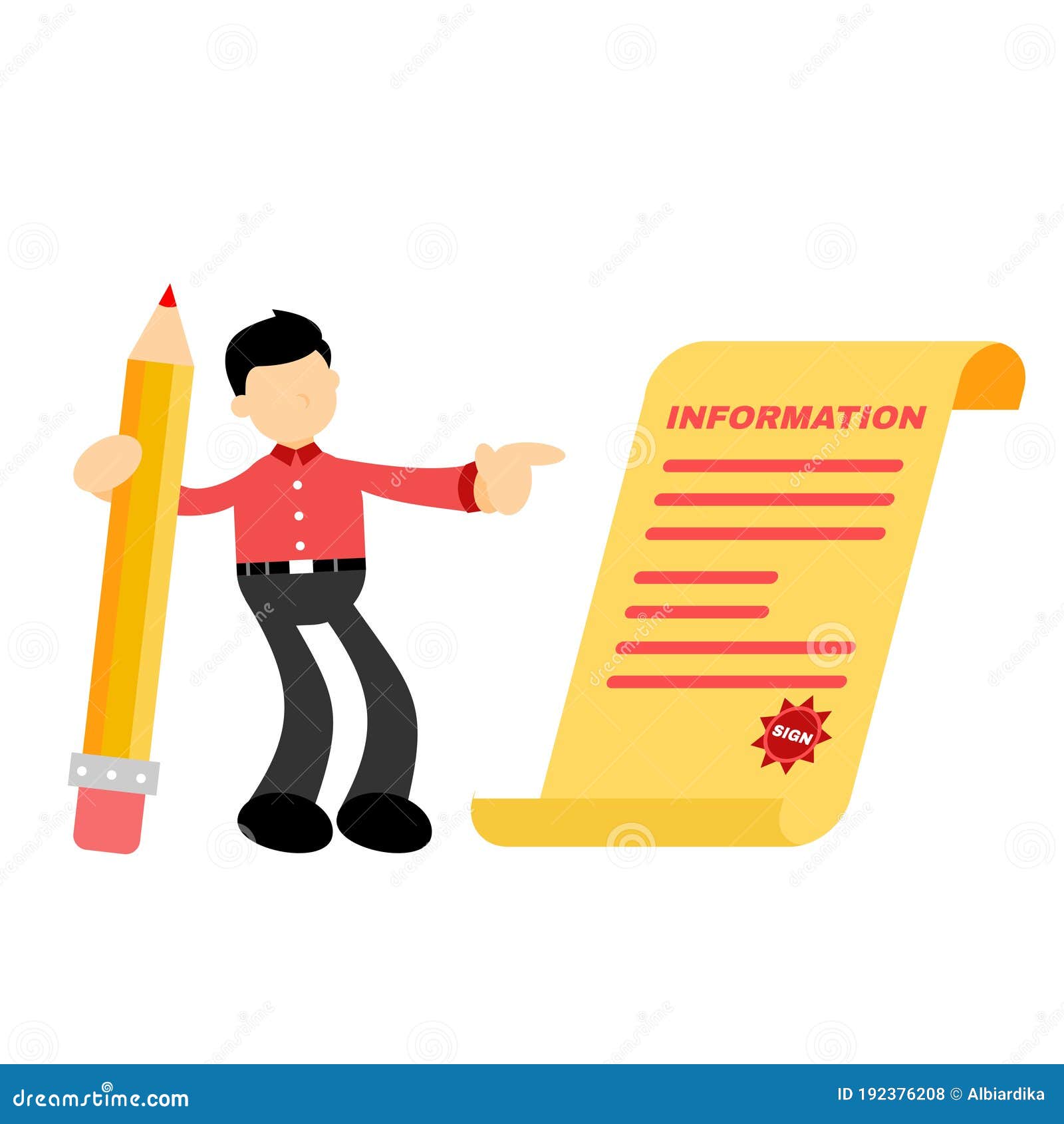 Businessman Write Information Paper Cartoon Doodle Flat Design Vector ...