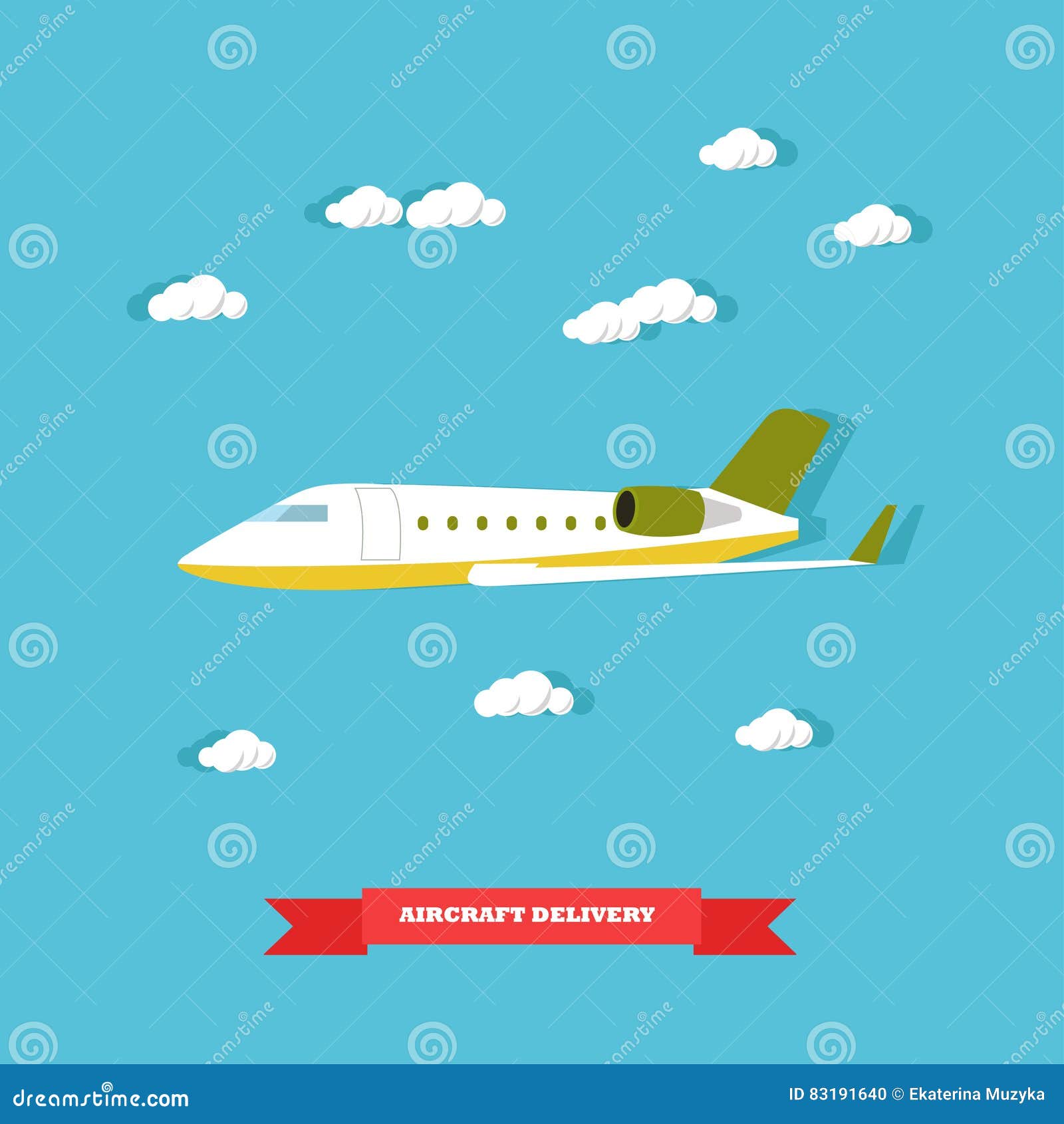 Vector Illustration of Aircraft Delivery Concept Design Element, Flat ...