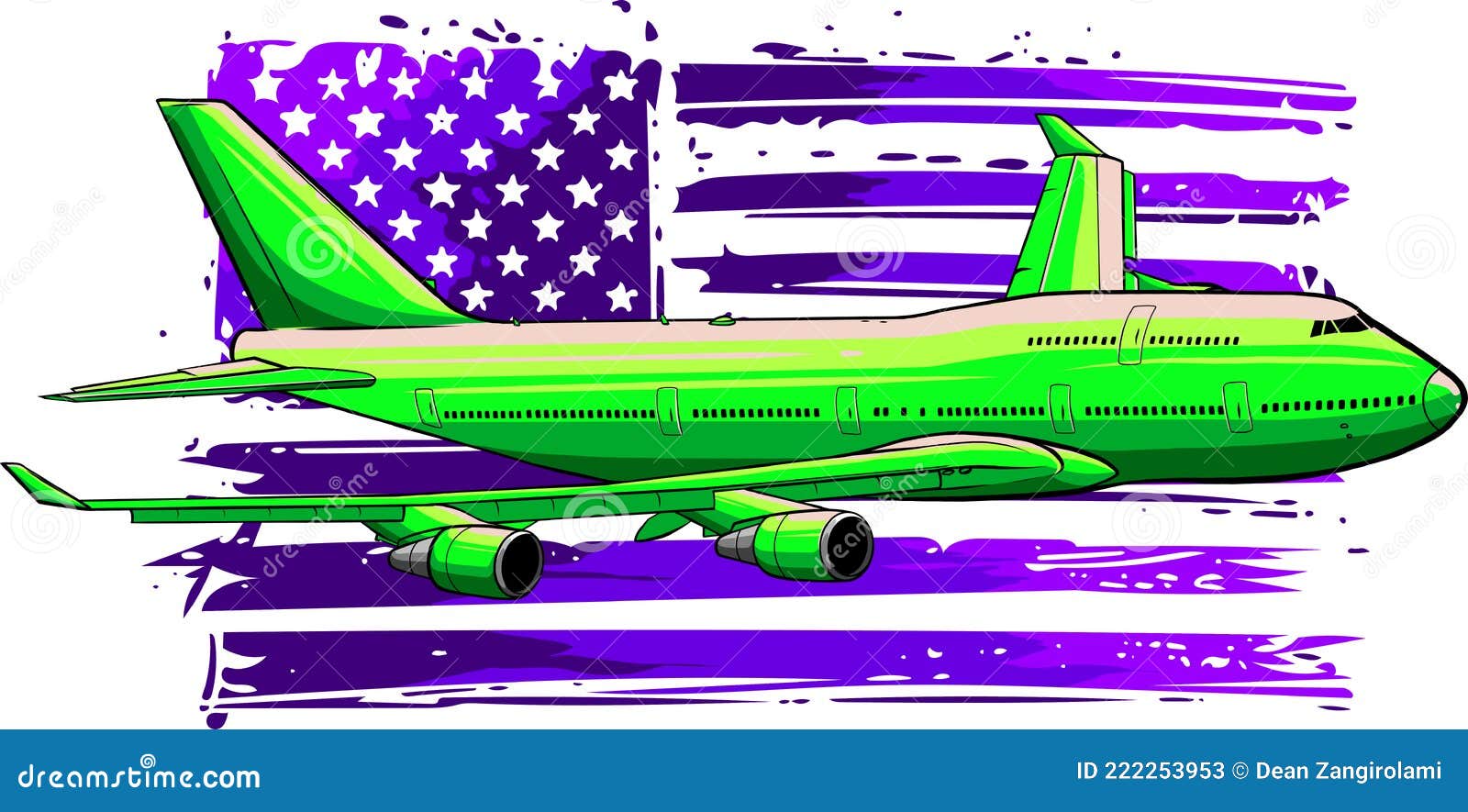 Vector Illustration of Airplane with American Flag Stock Vector ...