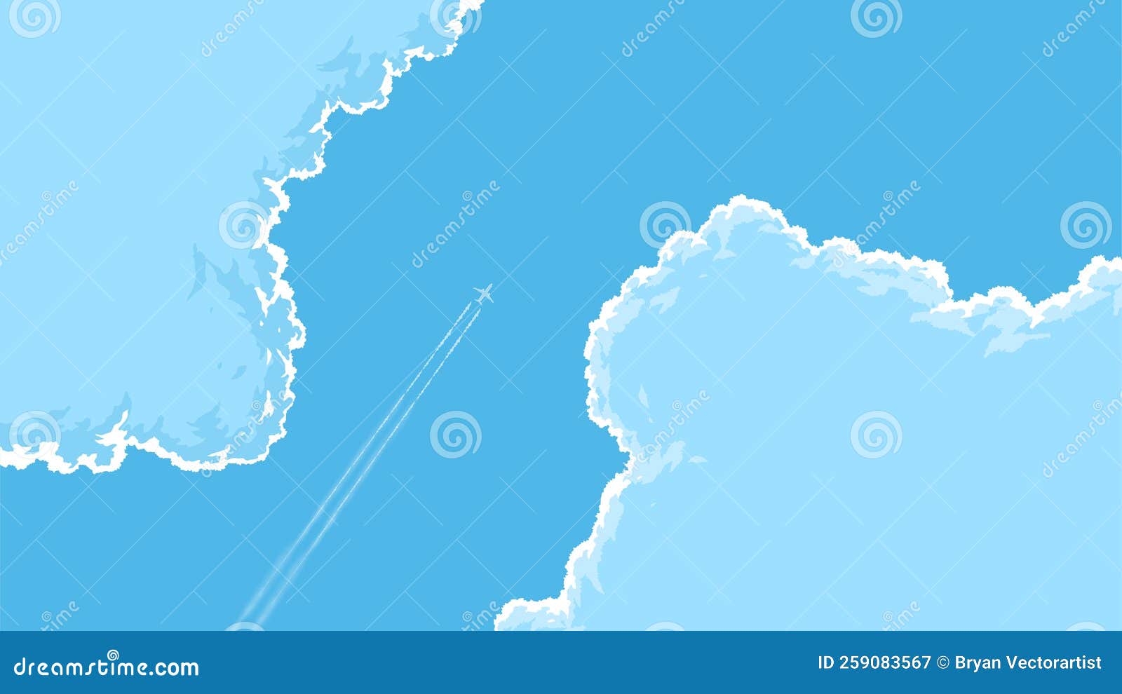 Cumulonimbus Clouds Image with a Biplane Flying in the Blue Sky Stock ...