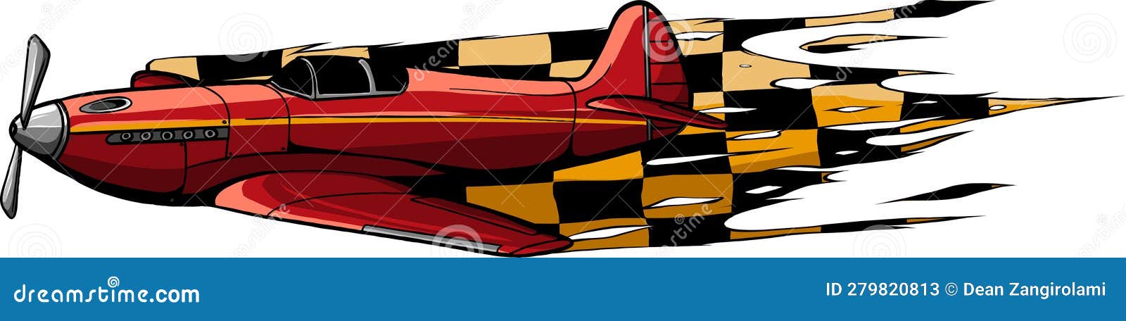 Vector Illustration of Airplane with Race Flag Stock Vector ...