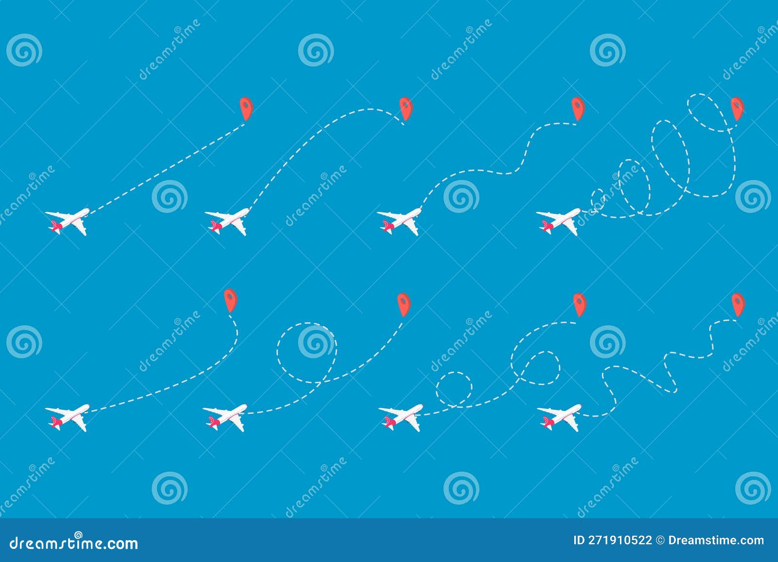 Vector Illustration of Airplane Trajectories Set Stock Vector ...