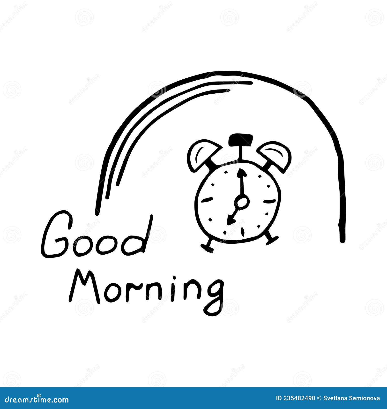 Vector Illustration with Alarm Clock and Inscription Good Morning Stock ...