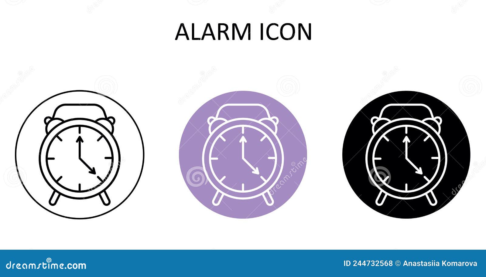 Vector Illustration with Alarm. Outline Icon Stock Vector ...