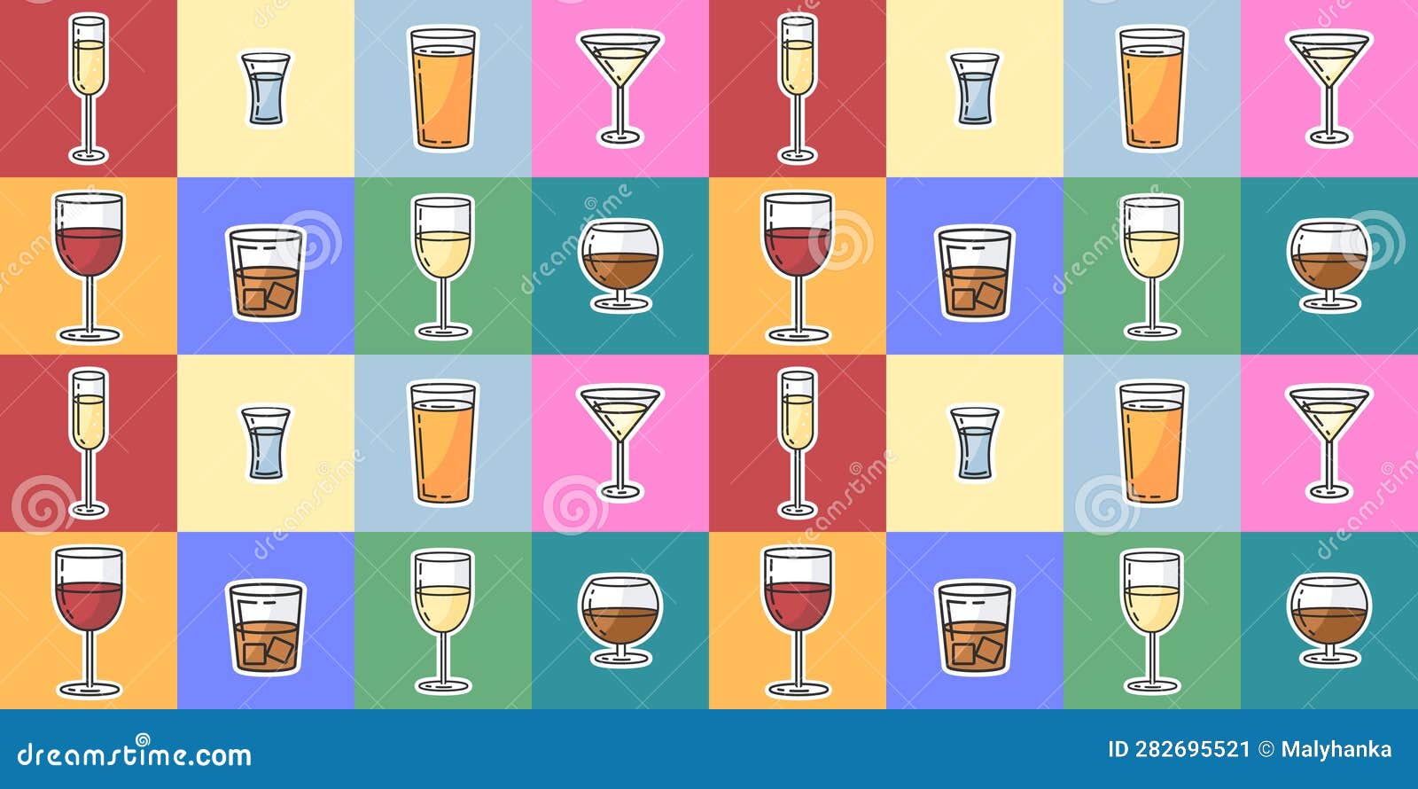Vector Illustration of Alcohol Icons.alcohol Template Pattern for Bar ...