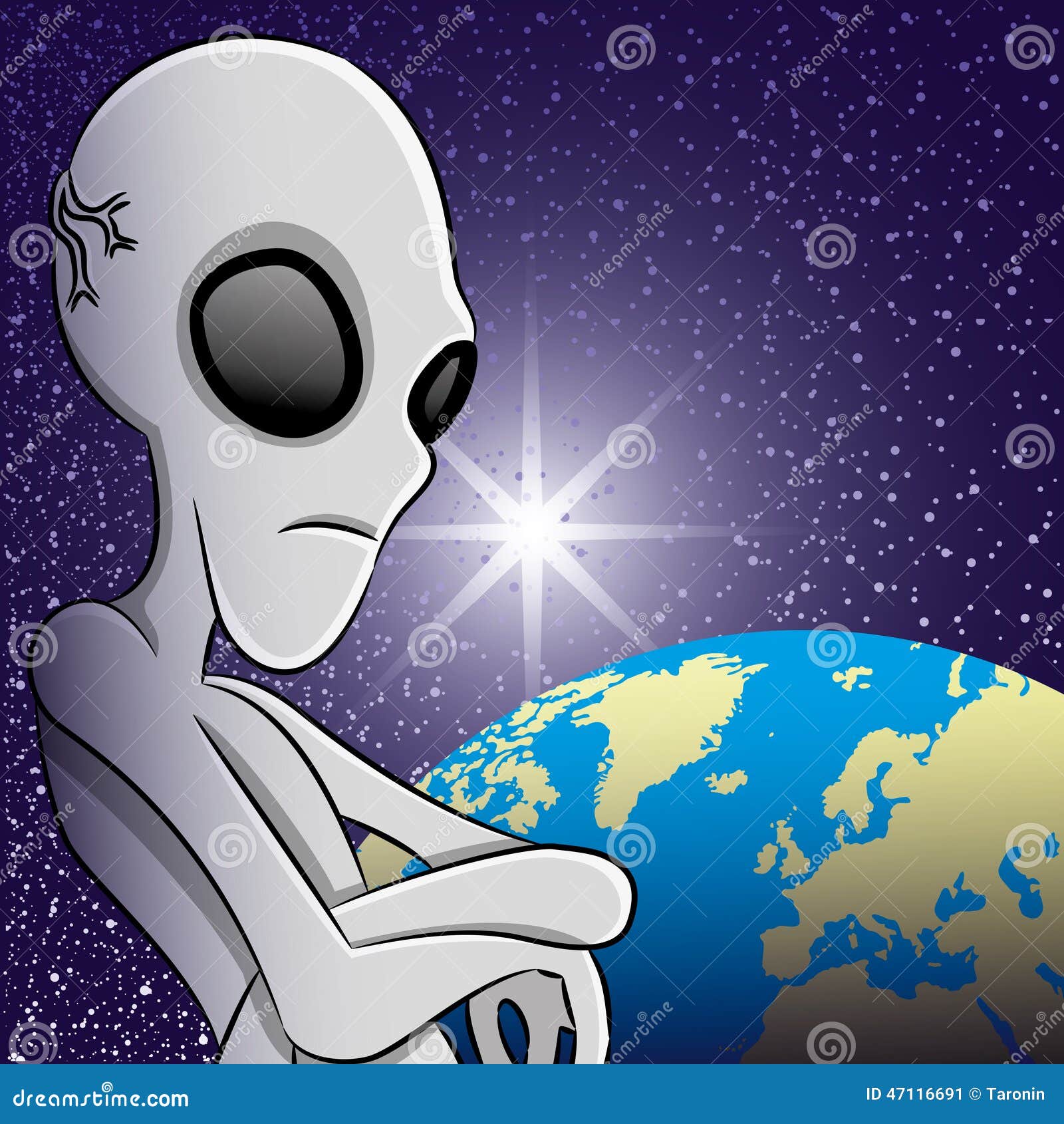 Illustration Of An Alien Thinking Stock Photography | CartoonDealer.com ...