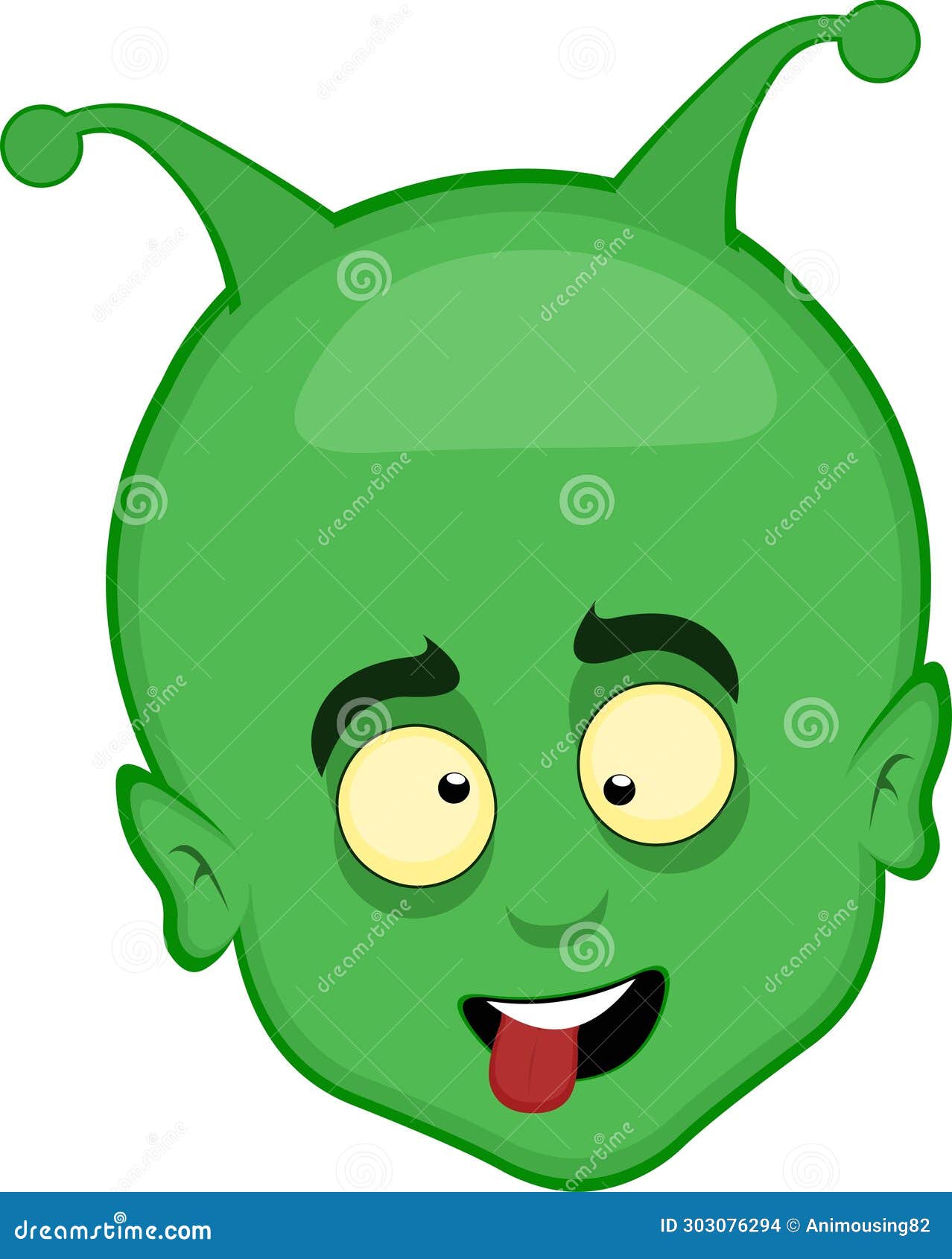 Vector Illustration Alien or Extraterrestrial Face Cartoon Crazy ...