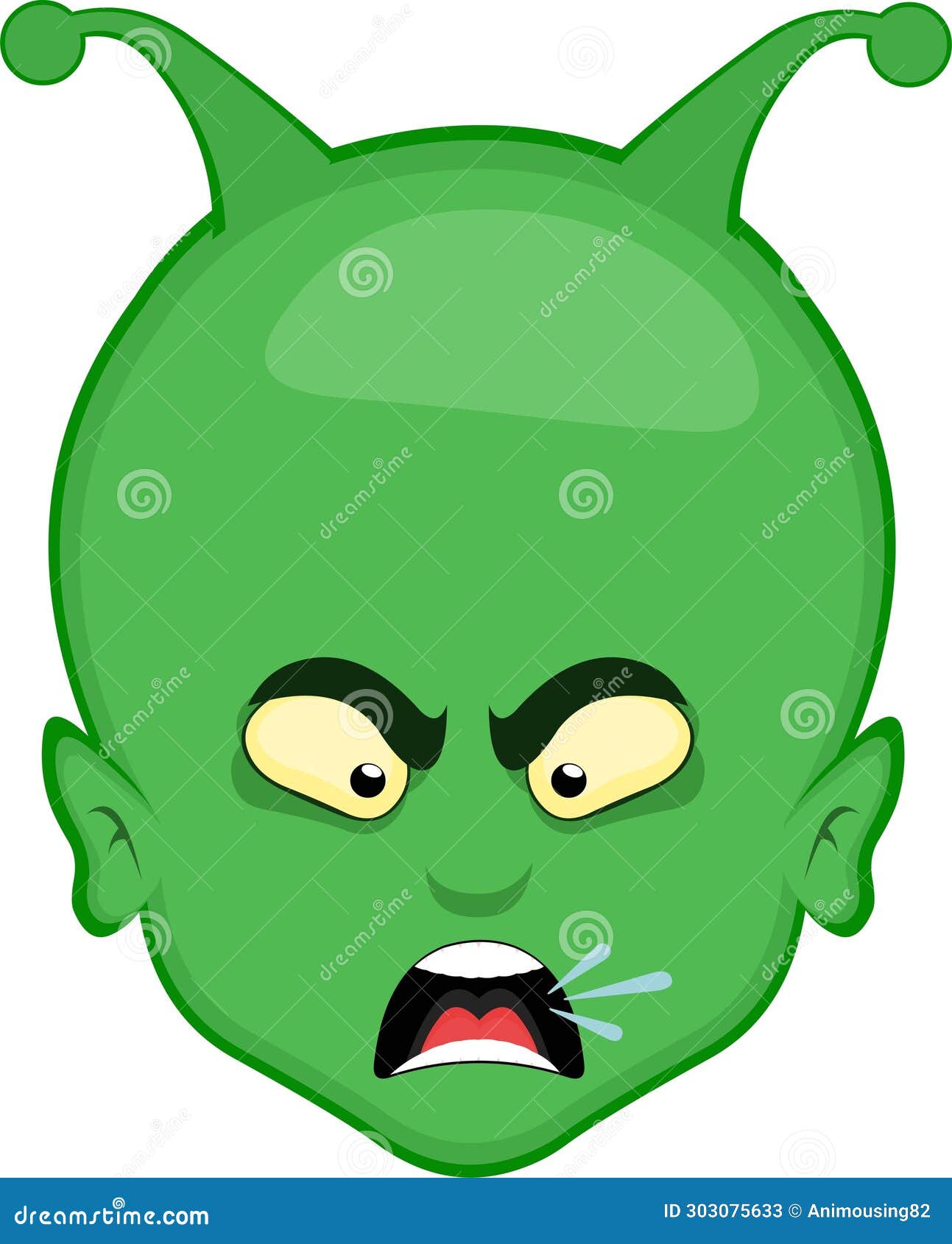 Vector Illustration Alien or Extraterrestrial Head Cartoon Scream Stock ...