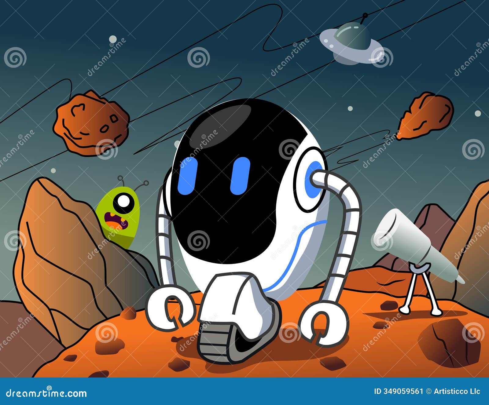 Alien Robot Outer Space Vector Illustration Stock Vector - Illustration ...