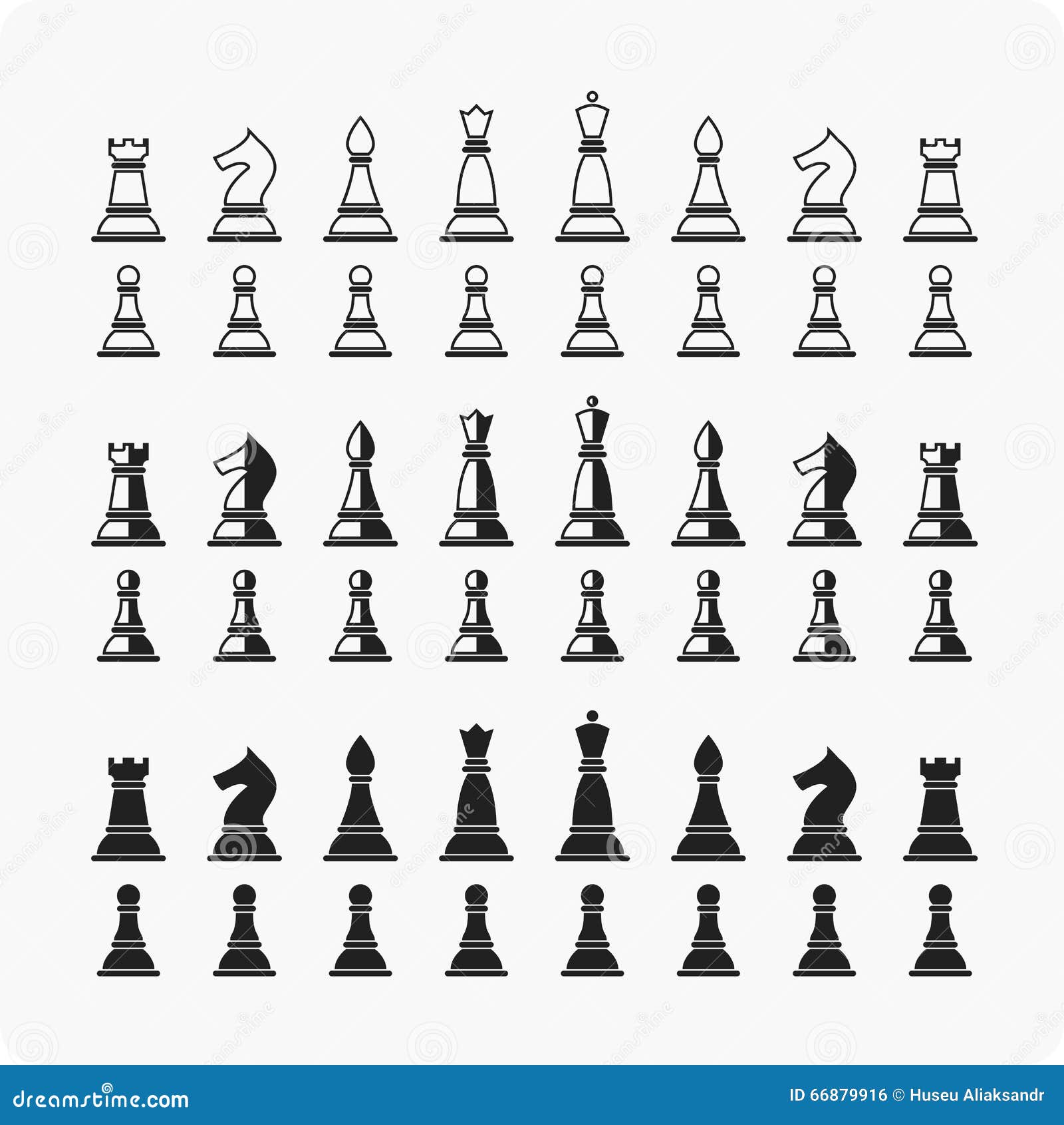 Vector Illustration of All Chess Pieces. Stock Vector - Illustration of ...