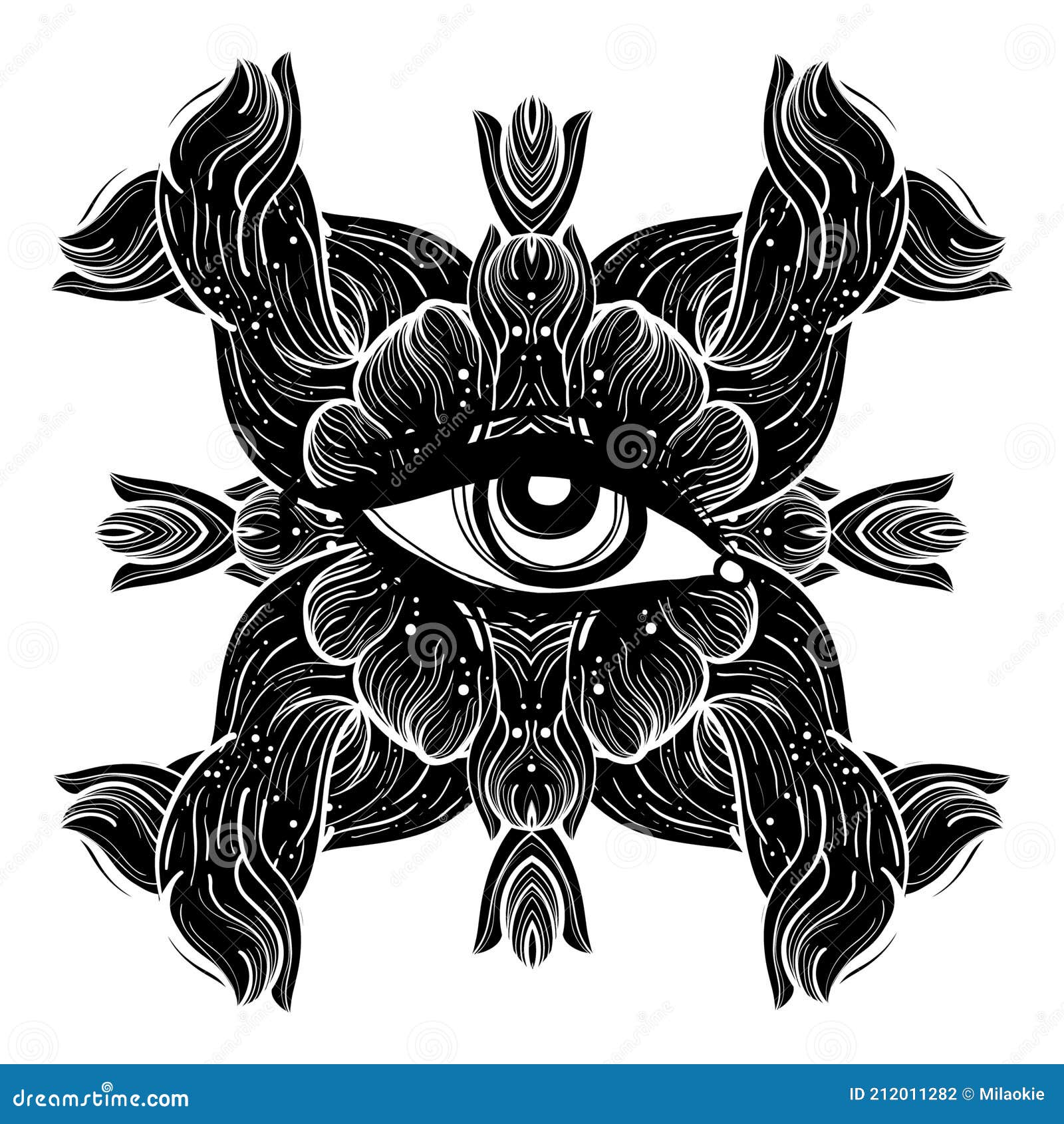 Vector Illustration with All-seeing Eye Symbol. Celestial Background ...