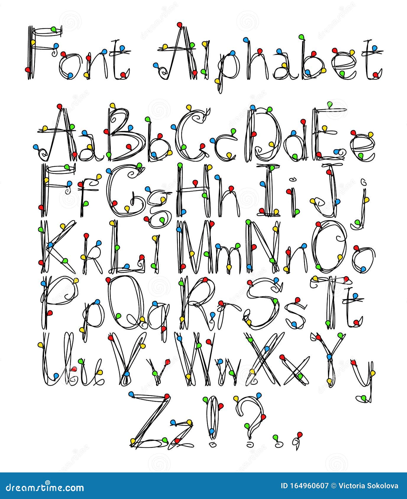 Vector Illustration with Alphabet Drawn Using Multiple Lines ...