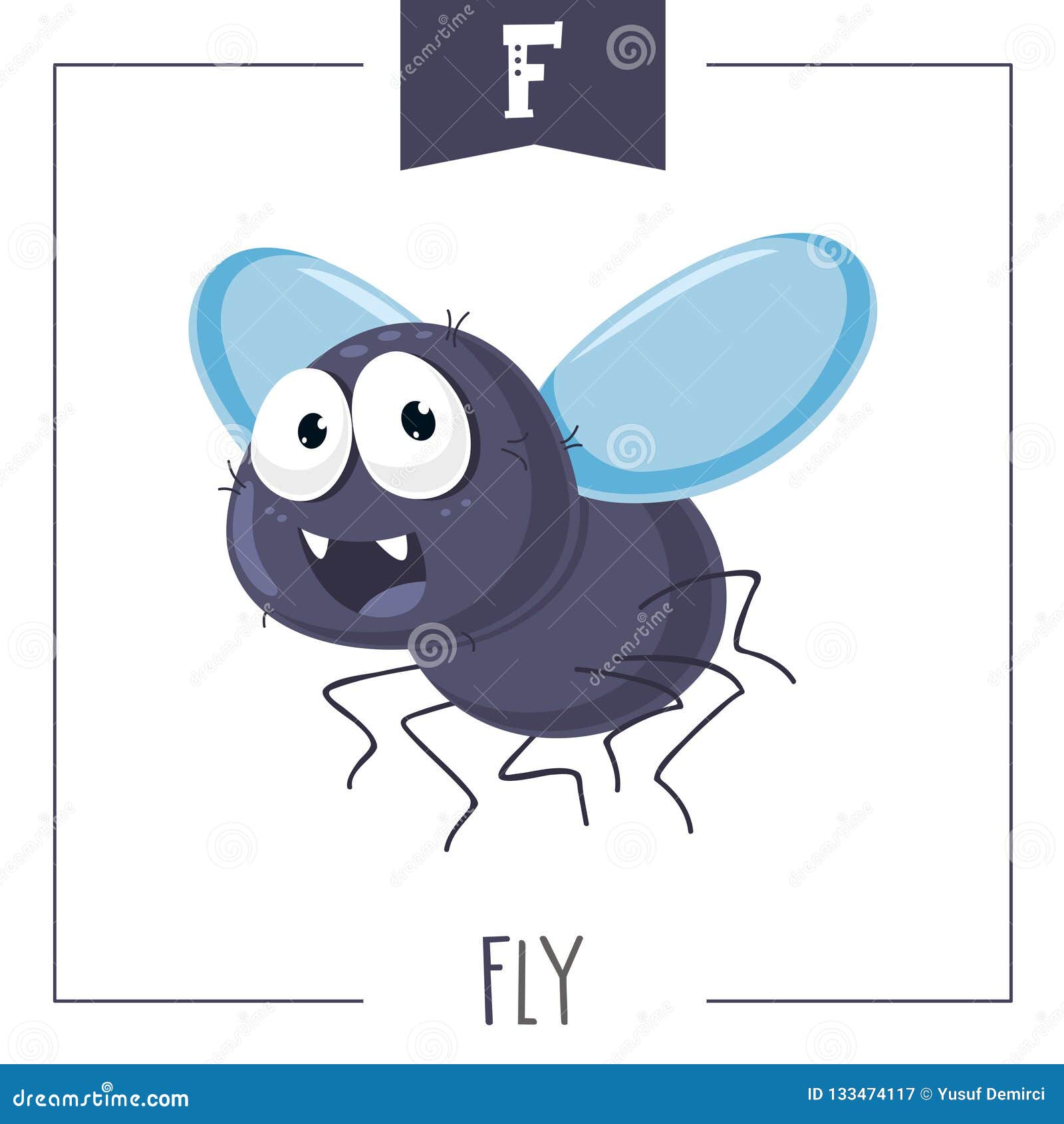 Vector Illustration of Alphabet Letter F and Fly Stock Vector ...