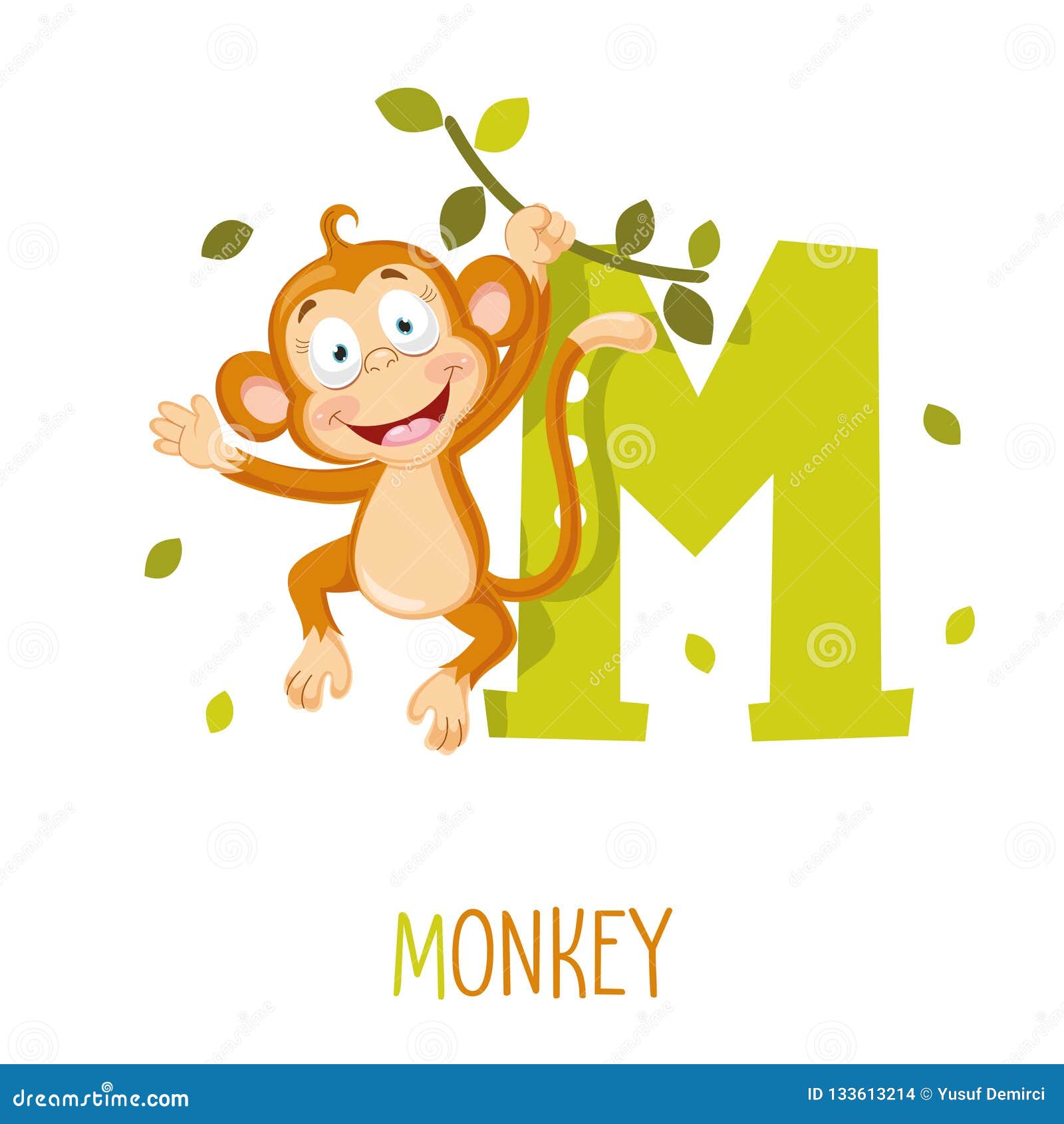 Vector Illustration of Alphabet Letter M and Monkey Stock Vector ...