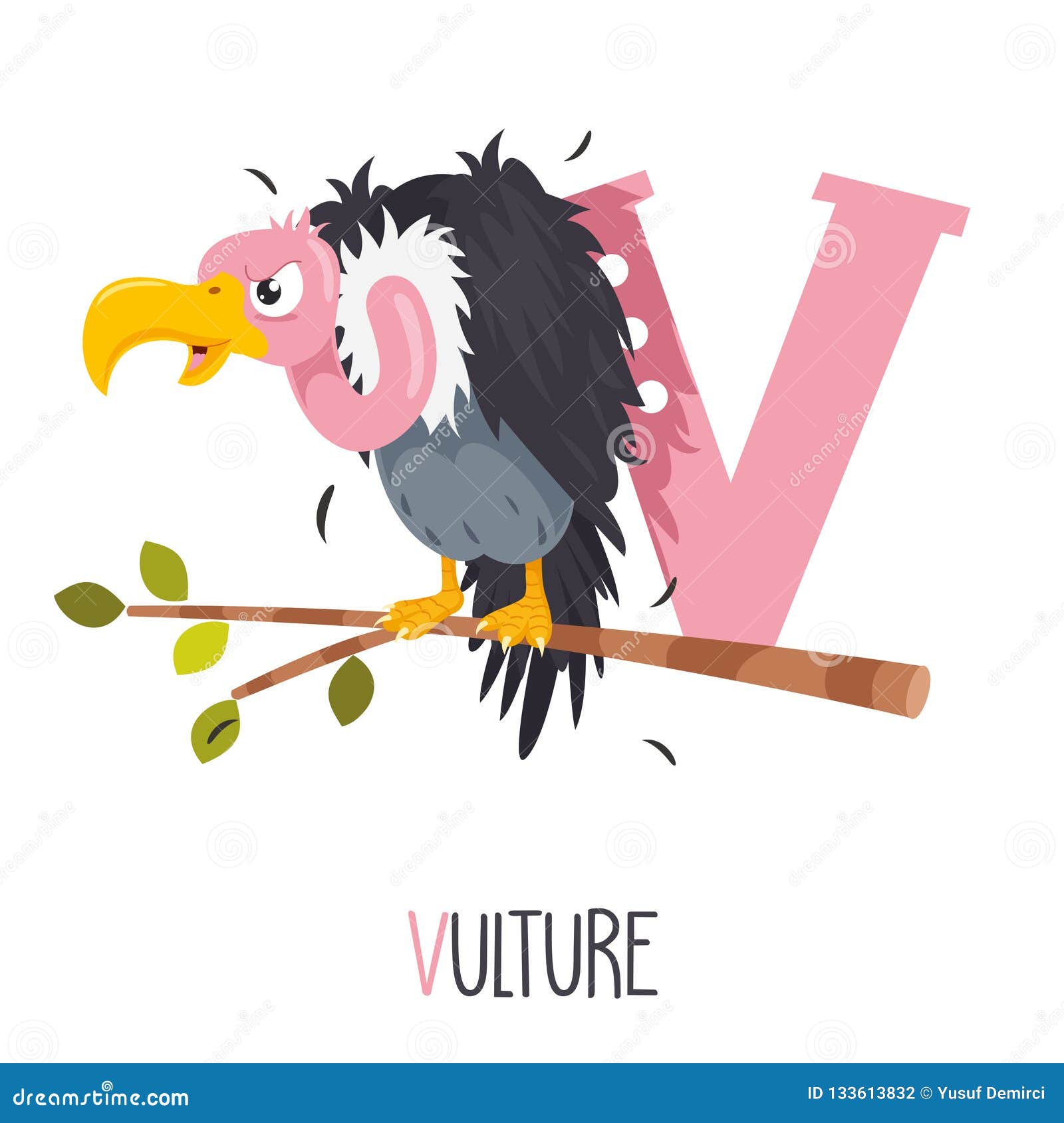 Vector Illustration of Alphabet Letter V and Vulture Stock Vector ...