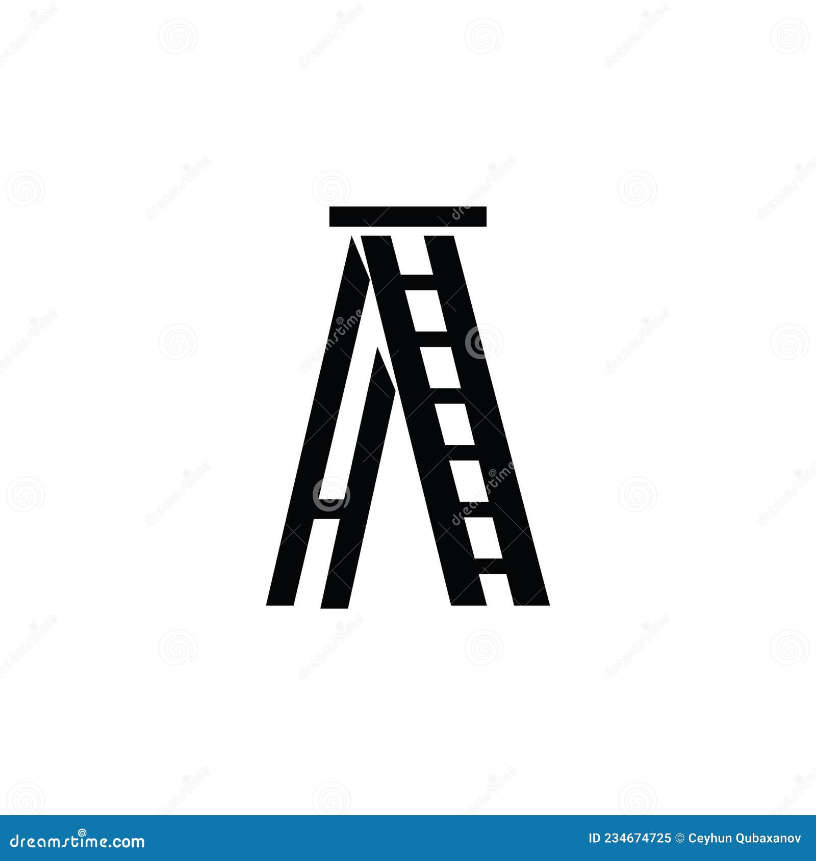 Vector Illustration of an Aluminum Folding Ladder with a Standing ...