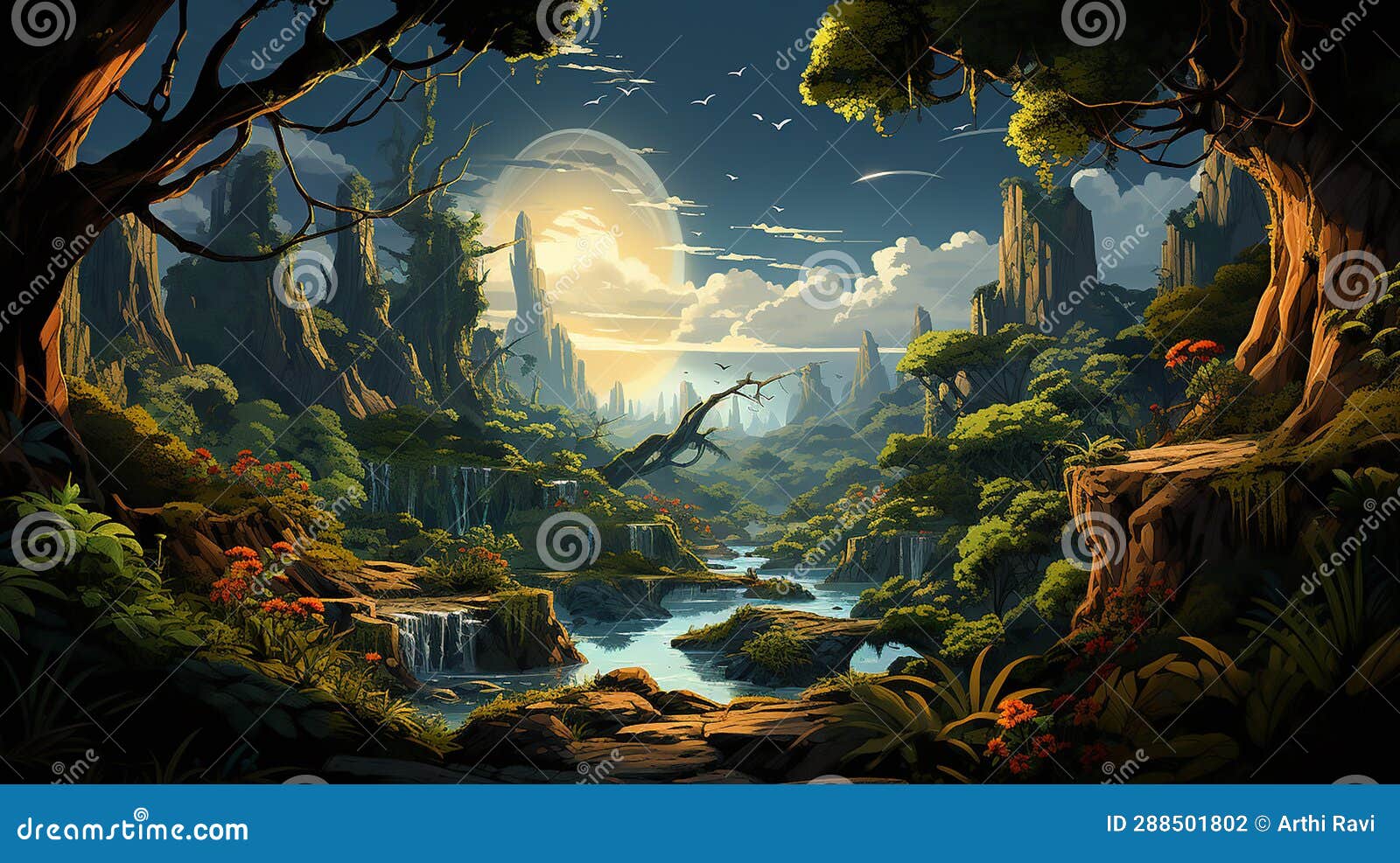 Vector Illustration of Amazon Jungle Stock Illustration - Illustration ...