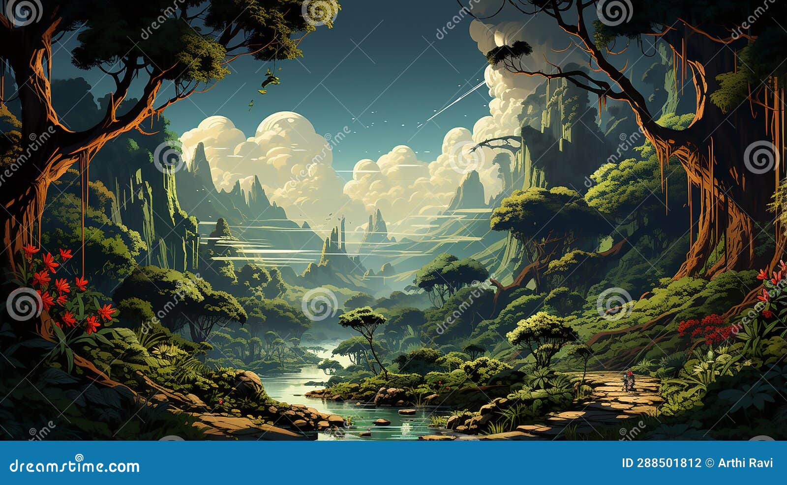 Vector Illustration of Amazon Jungle Stock Illustration - Illustration ...